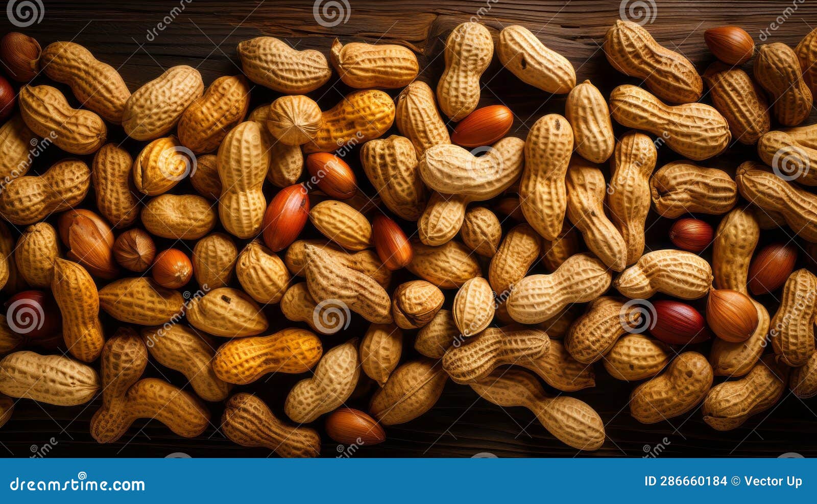 Peanuts on Wooden Surface. Generative AI. Stock Illustration ...
