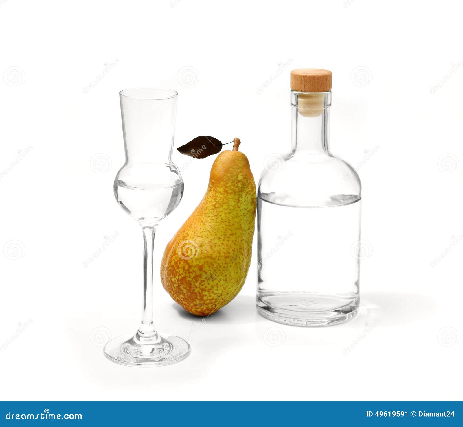 Pear Abate Fetel with Glass and Alcohol Bottle Stock Image - Image of ...