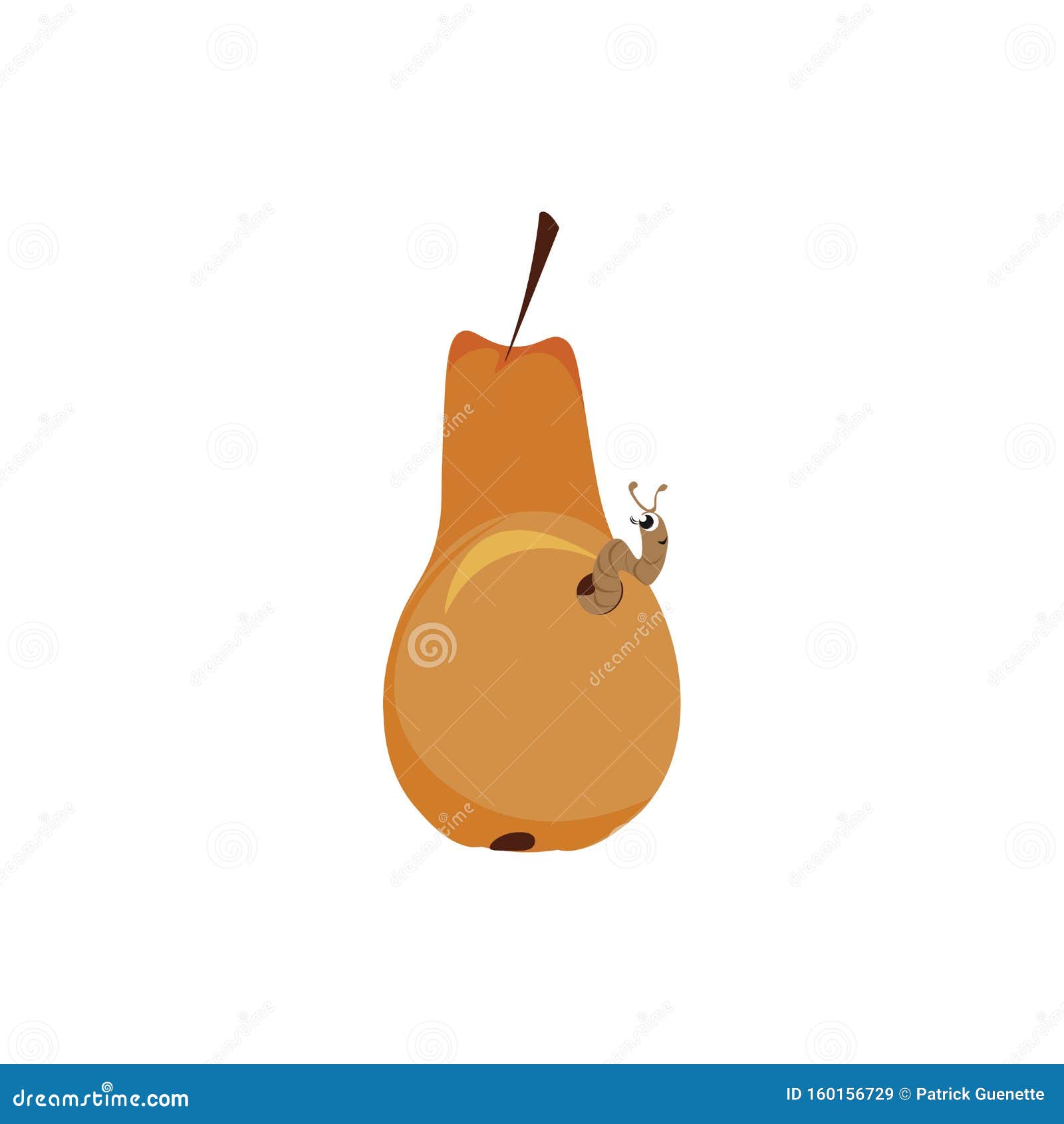 Pear with a Worm Vector or Color Illustration Stock Vector ...