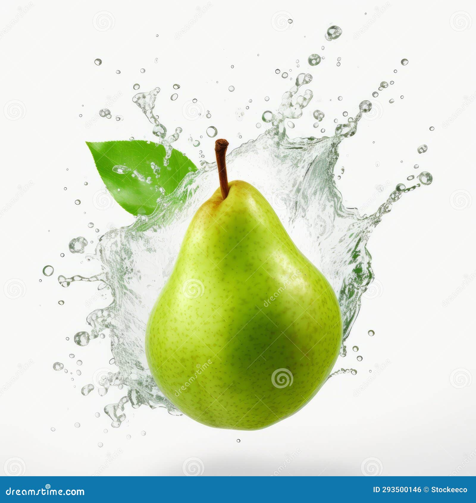 Green Pear Water Splash: Layered Imagery with Subtle Irony Stock Photo ...
