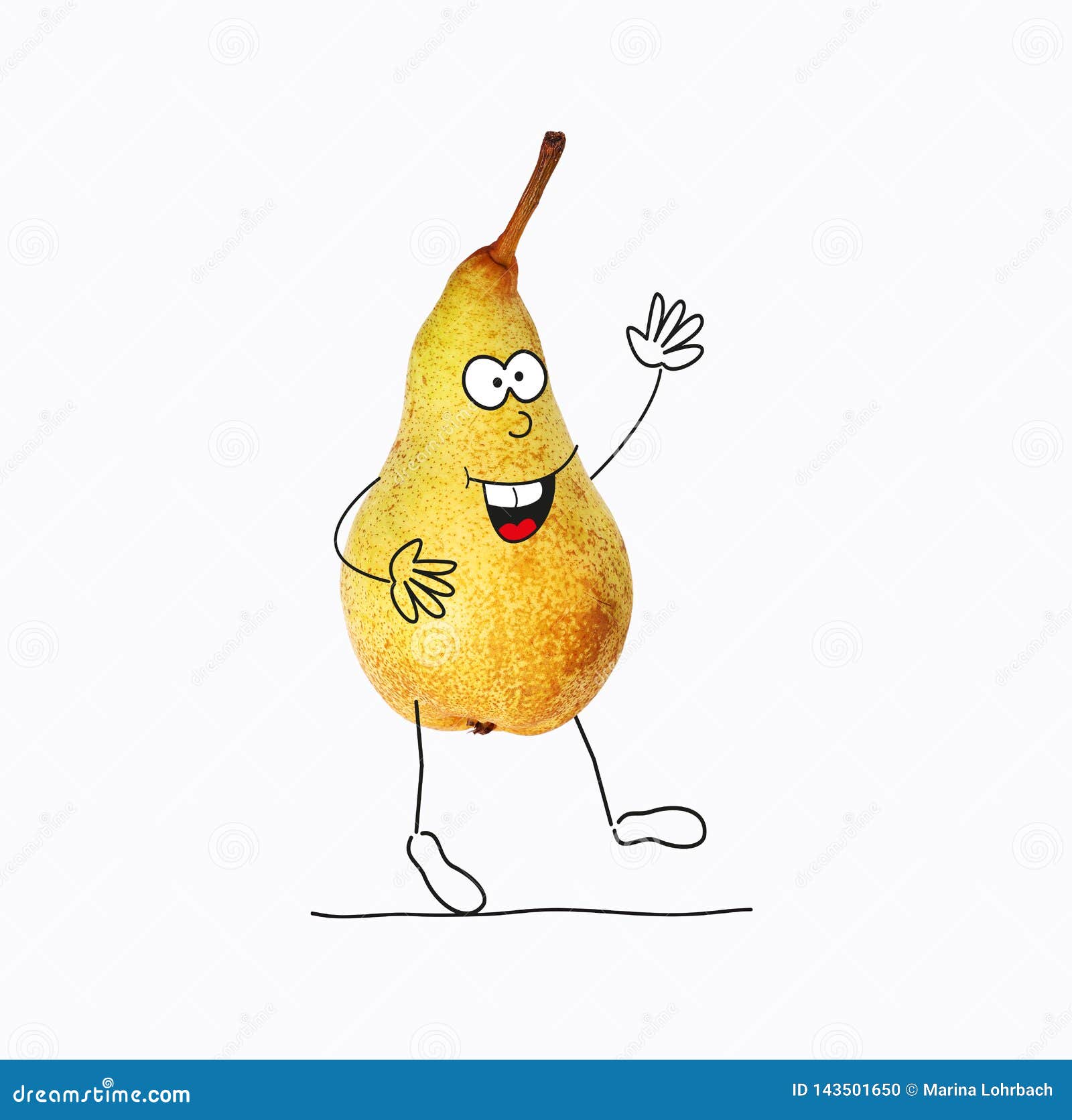 Pear with Cartoon Characters Stock Illustration - Illustration of mouth ...