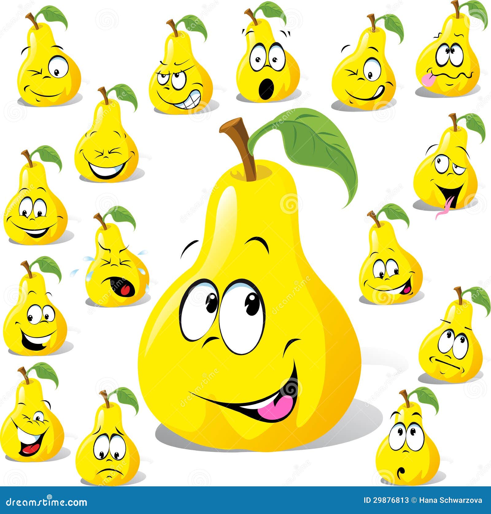 Pear Cartoon With Many Expressions | CartoonDealer.com #29876813