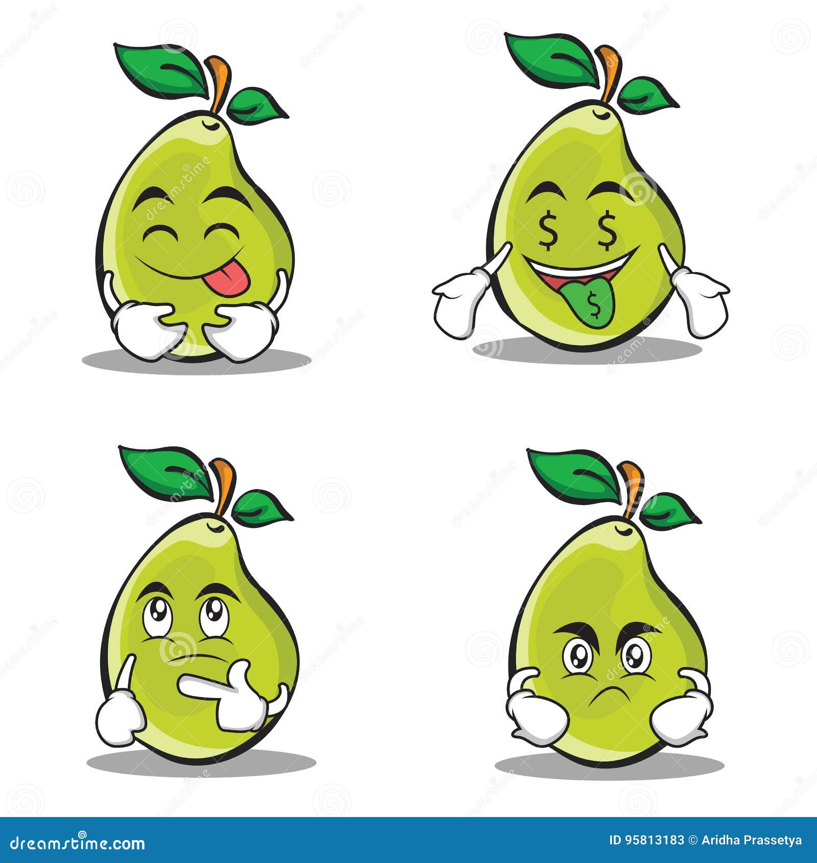 Pear Character Cartoon Set Collection Stock Vector - Illustration of ...