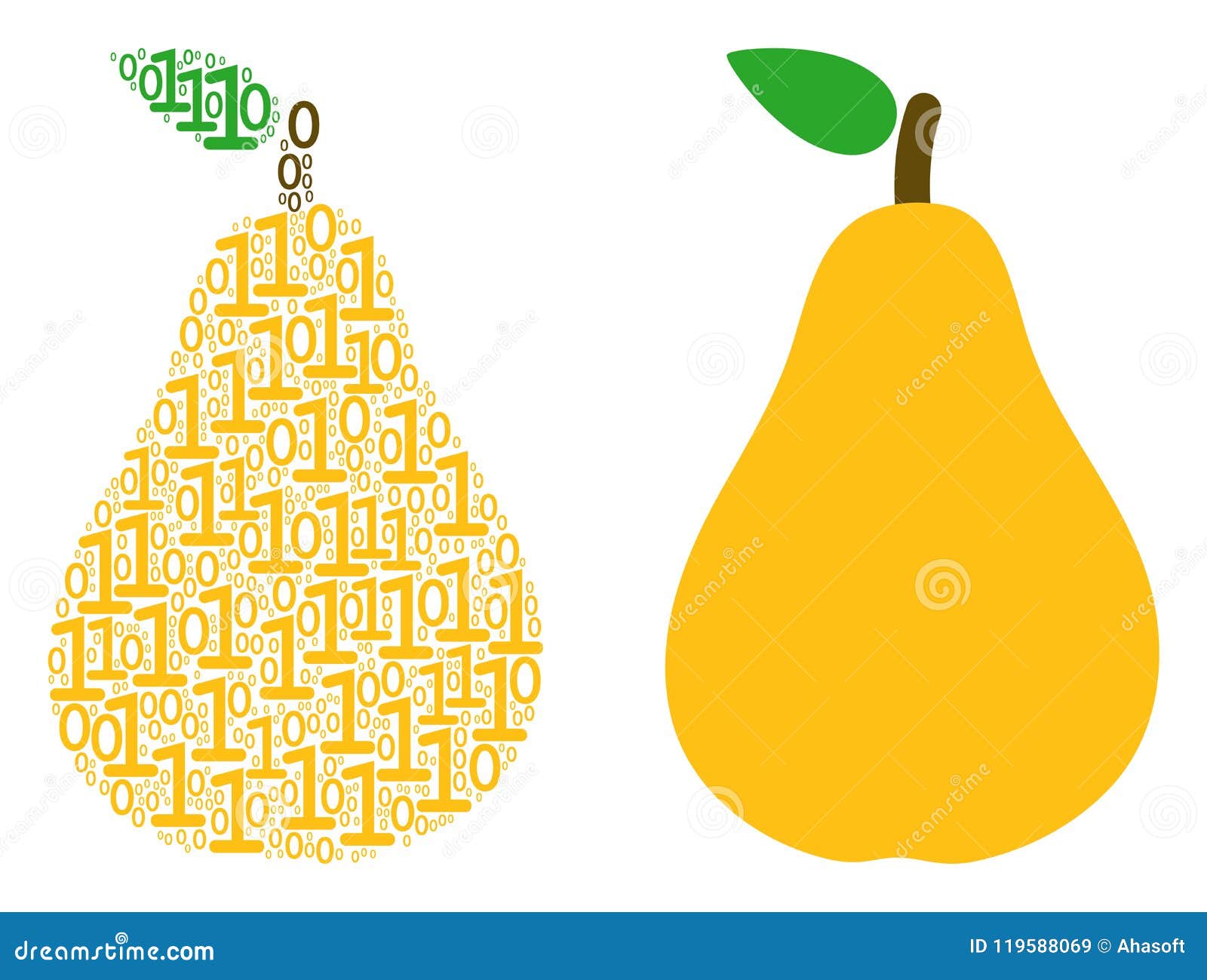 Pear Mosaic of Binary Digits Stock Vector - Illustration of null ...