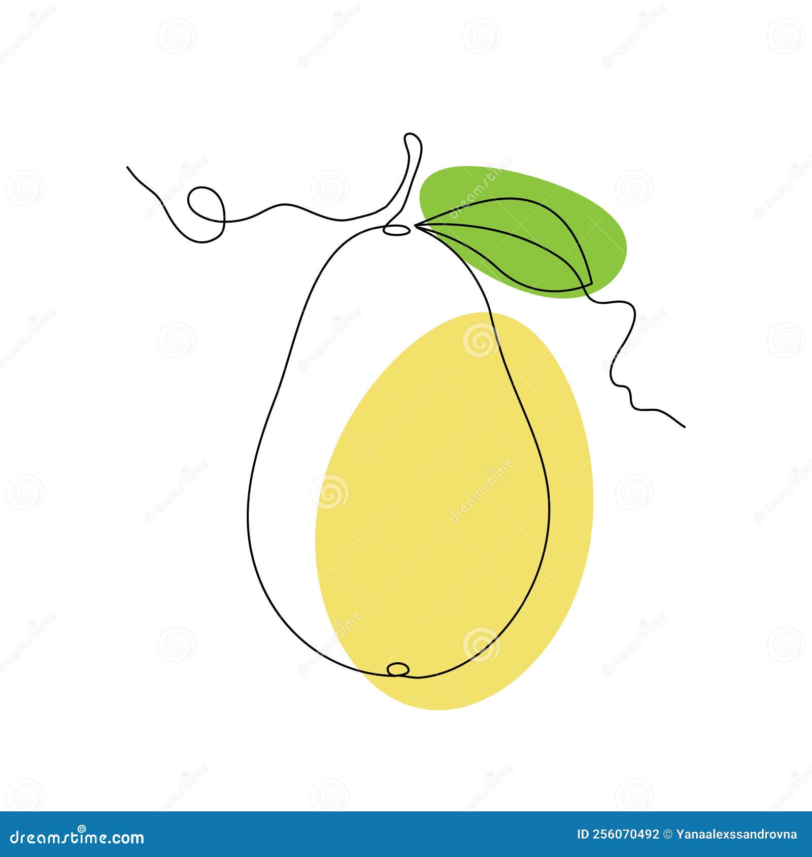 Pear in Continuous Line Drawing Style. Black Line Sketch on a White ...