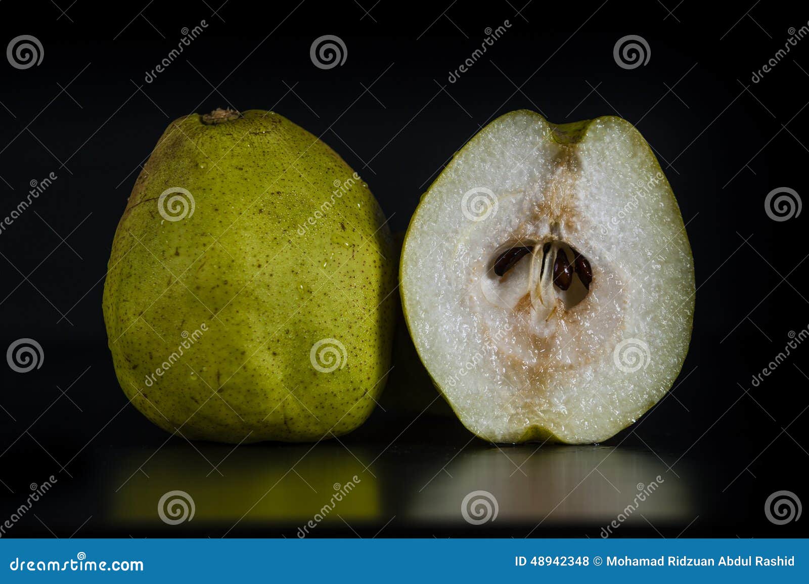Pear in dark on black stock photo. Image of food, glossy - 48942348
