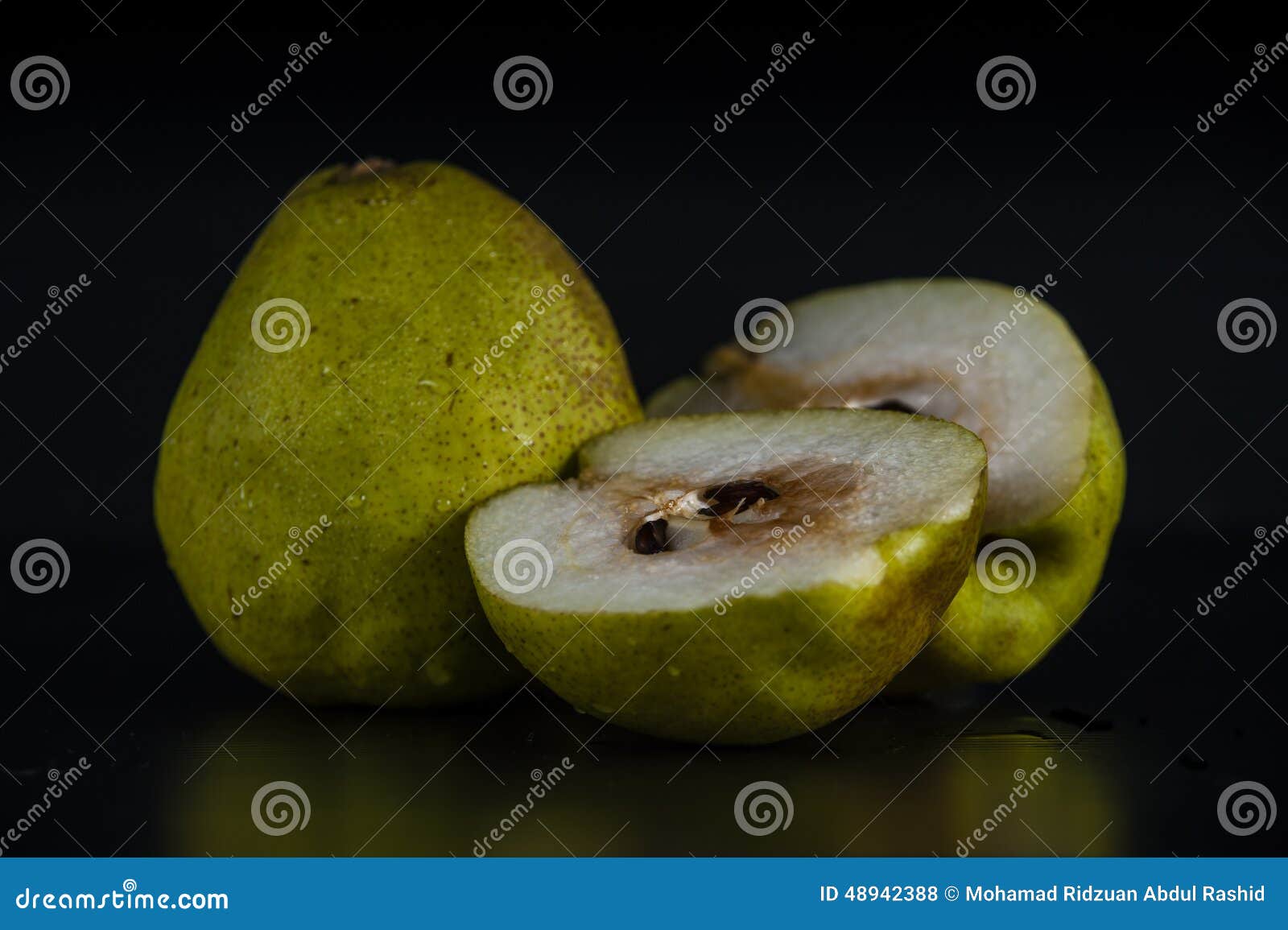 Pear in dark on black stock photo. Image of life, fruit - 48942388