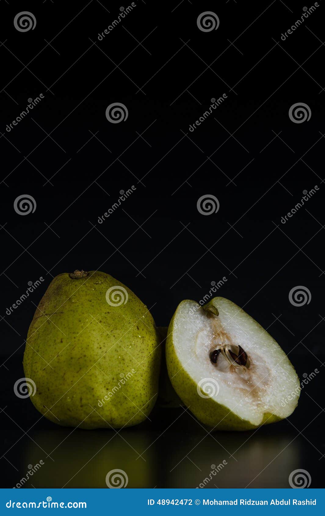 Pear in dark on black stock photo. Image of juicy, objects - 48942472