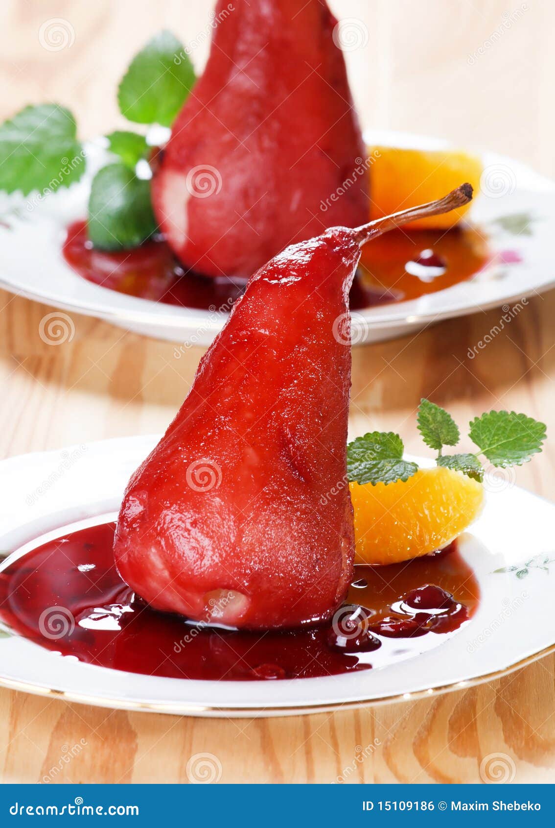 Pear dessert stock photo. Image of dish, diet, mint, appetizing - 15109186