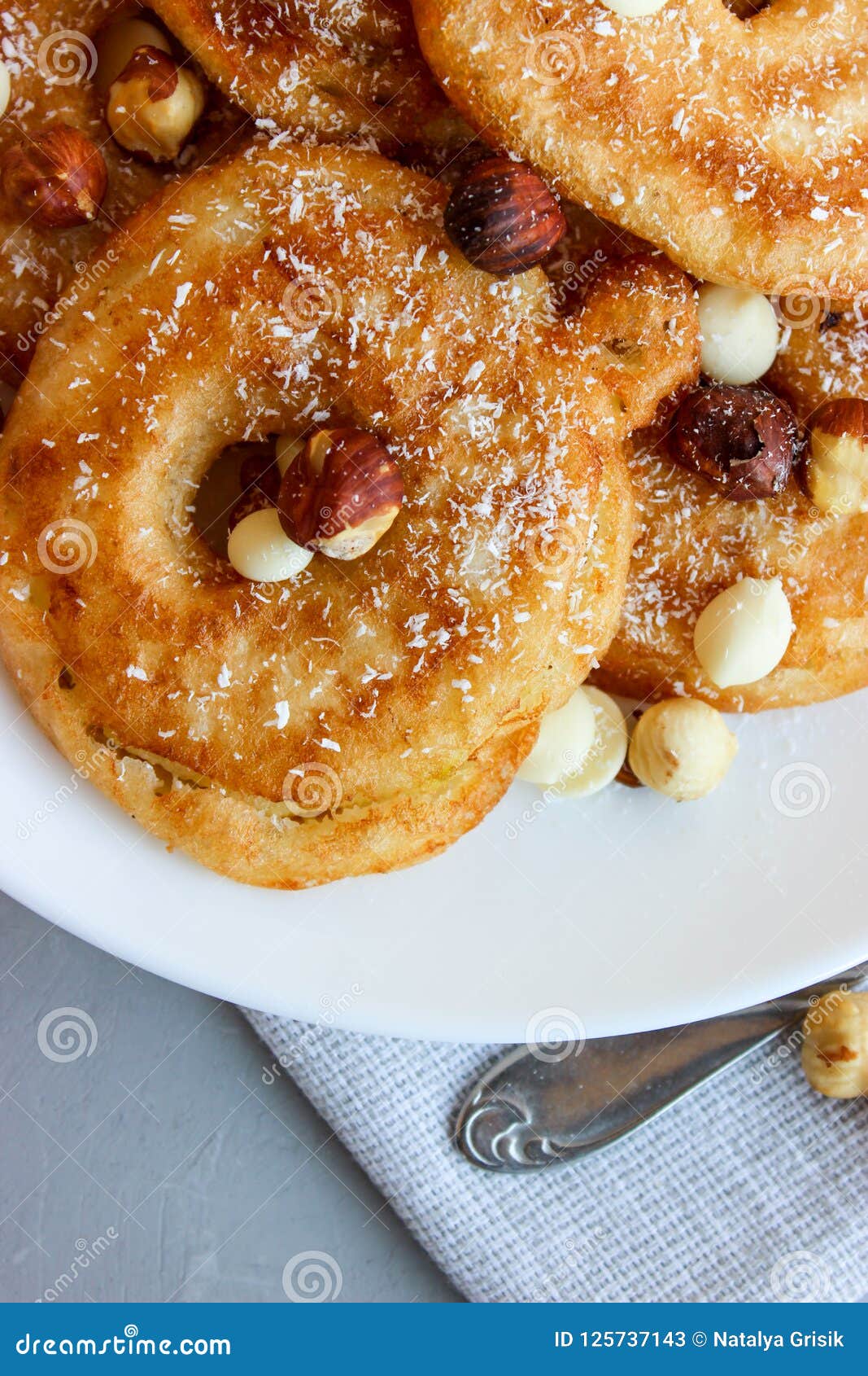 Fried pear donuts stock image. Image of fruit, dessert - 125737143