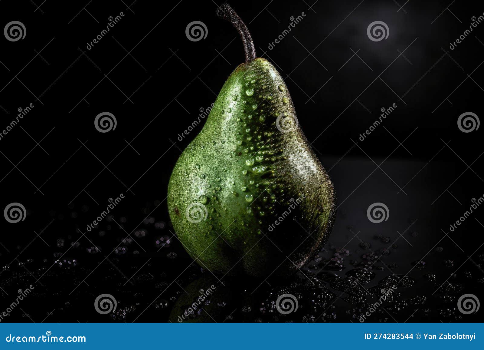 Pear with Drops on Black Gradient Background. Generative AI Stock ...