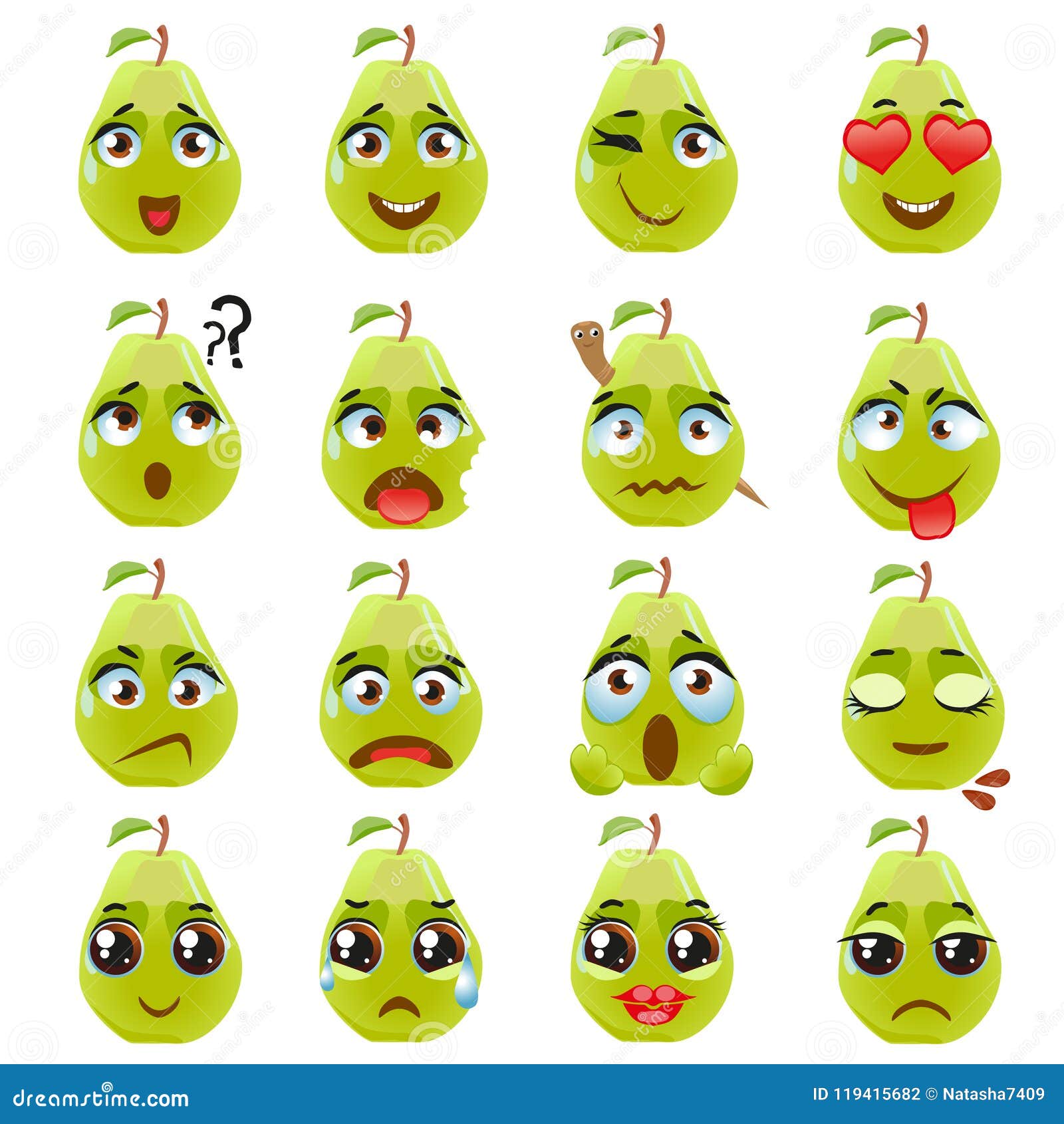 Pear Emoji Emoticon Expression Stock Vector - Illustration of isolated ...