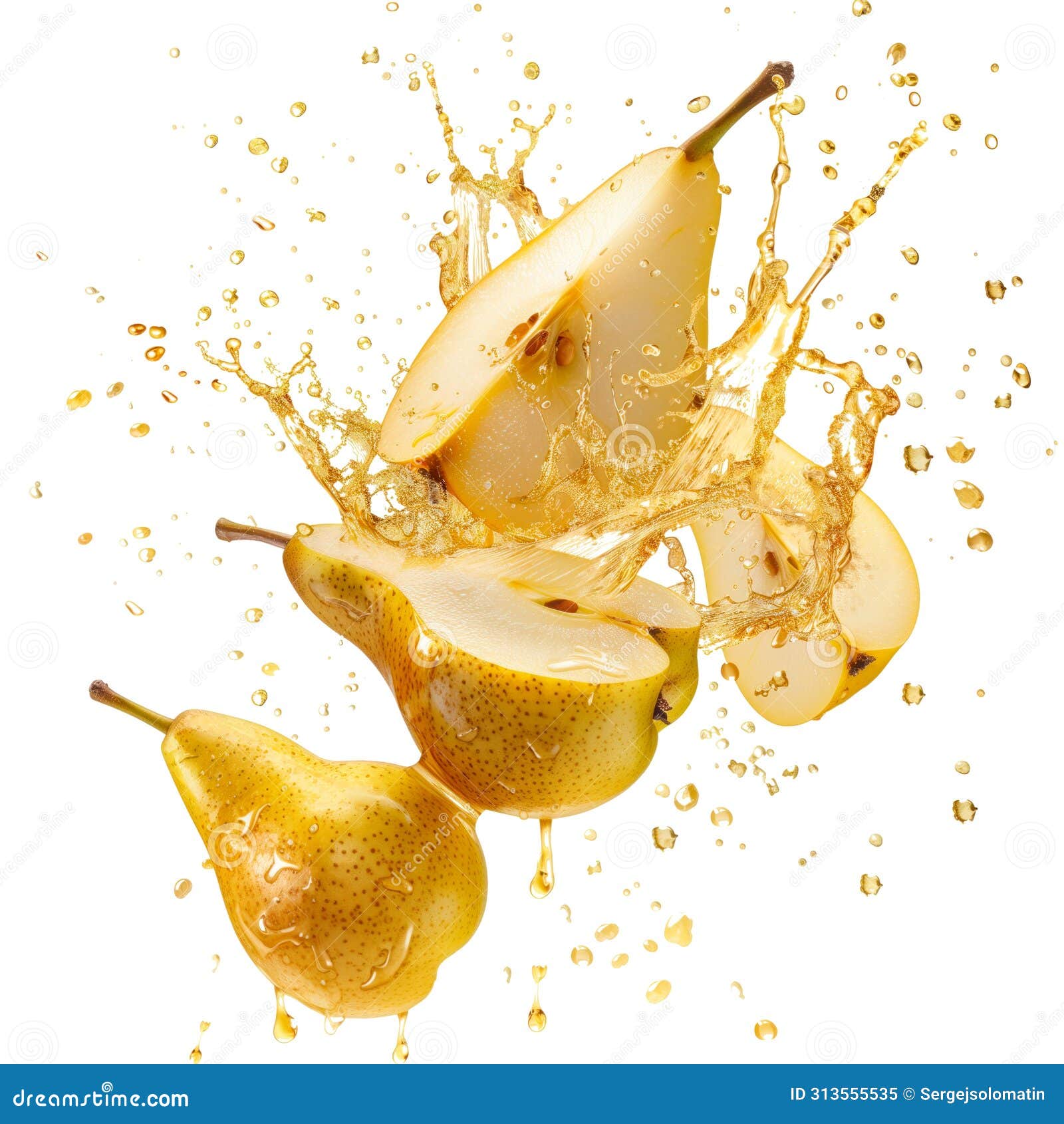 Pear Exploding and Bursting into Pieces with Juice Splatters in ...