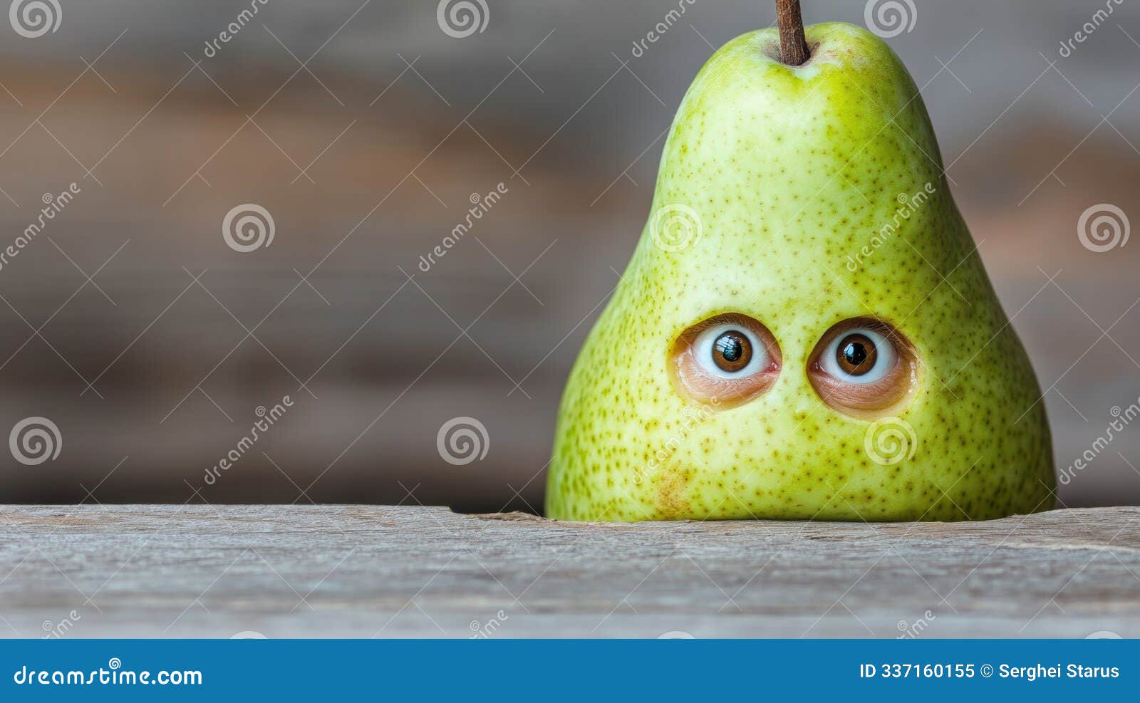 A Pear with Eyes and a Nose Sticking Out of the Side, AI Stock Image ...