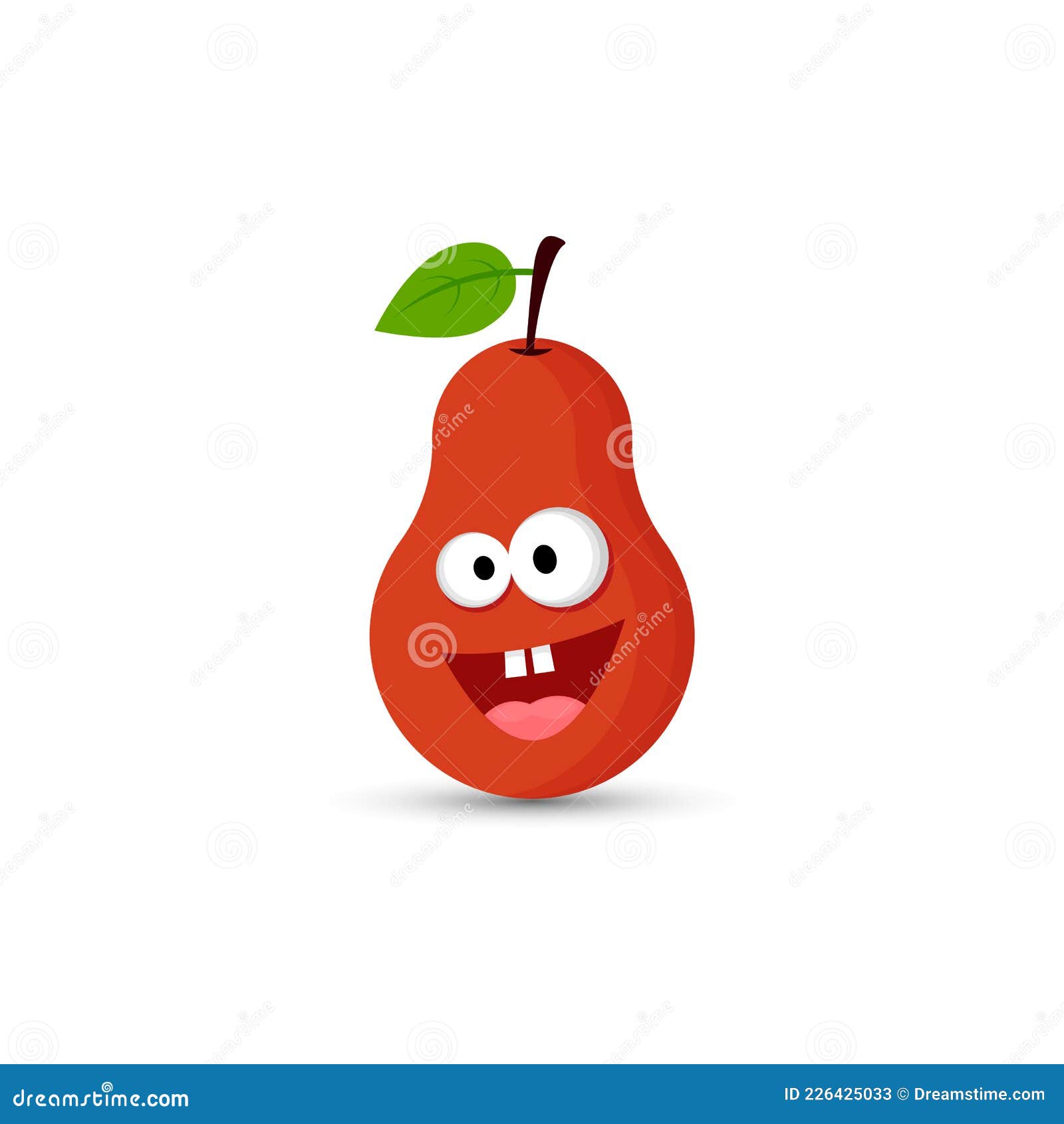 Pear with Eyes and a Smile, Vector. Cute Cartoon Illustration. Stock ...