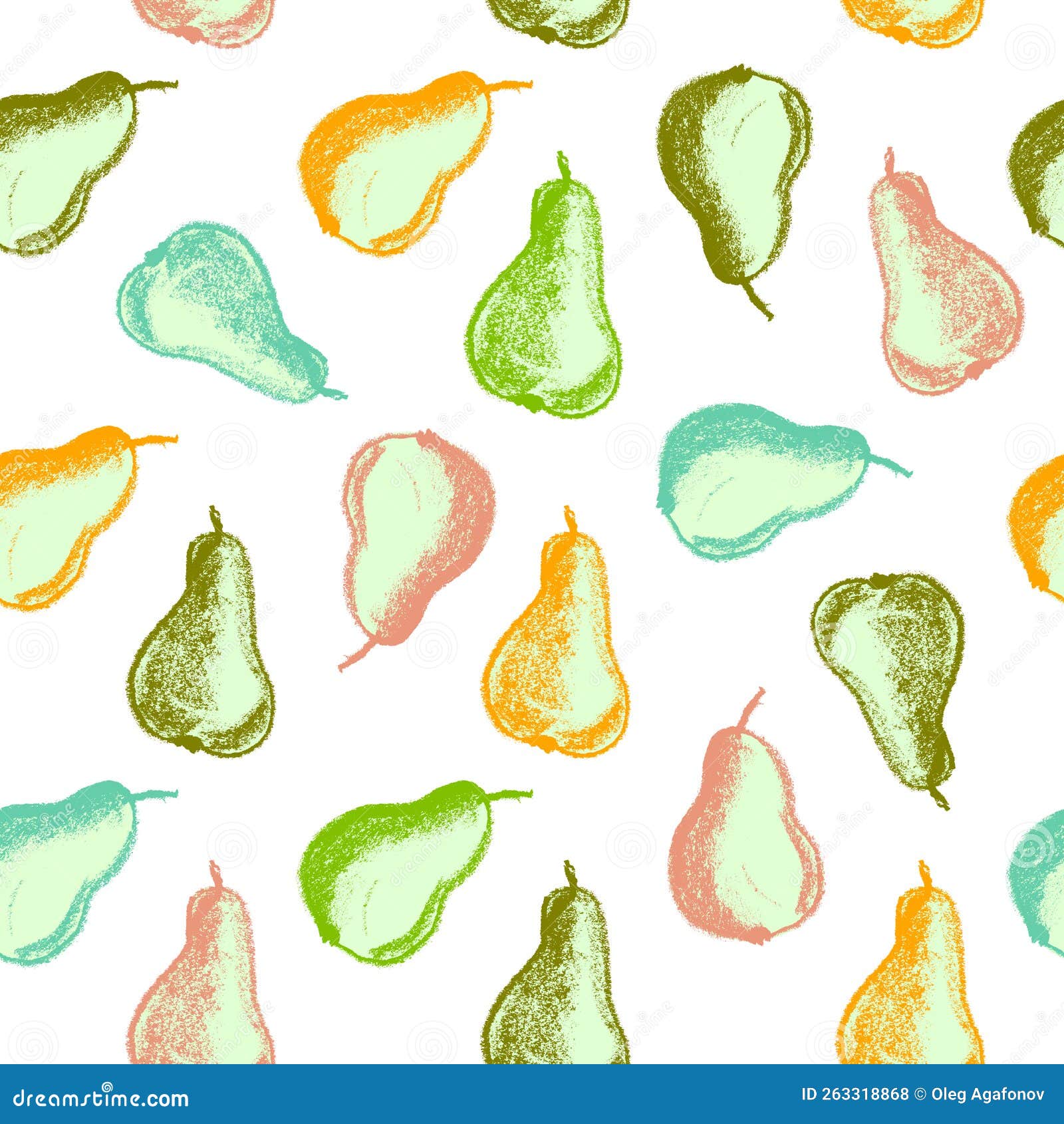 Color Pears Seamless Pattern for Fabric Design. Green Pear Textile ...