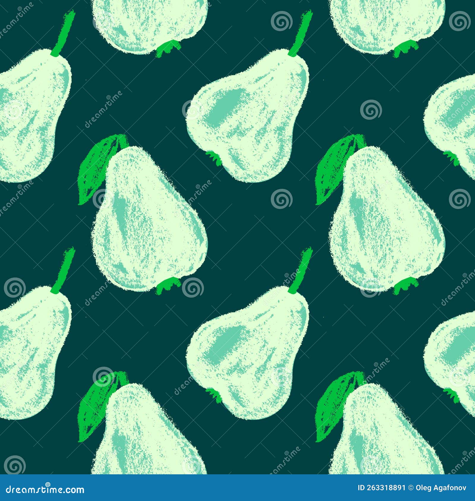Color Pears Seamless Pattern for Fabric Design. Green Pear Textile ...