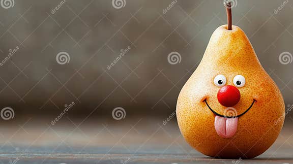 A Pear with a Face Made Out of Red and White, AI Stock Photo - Image of ...