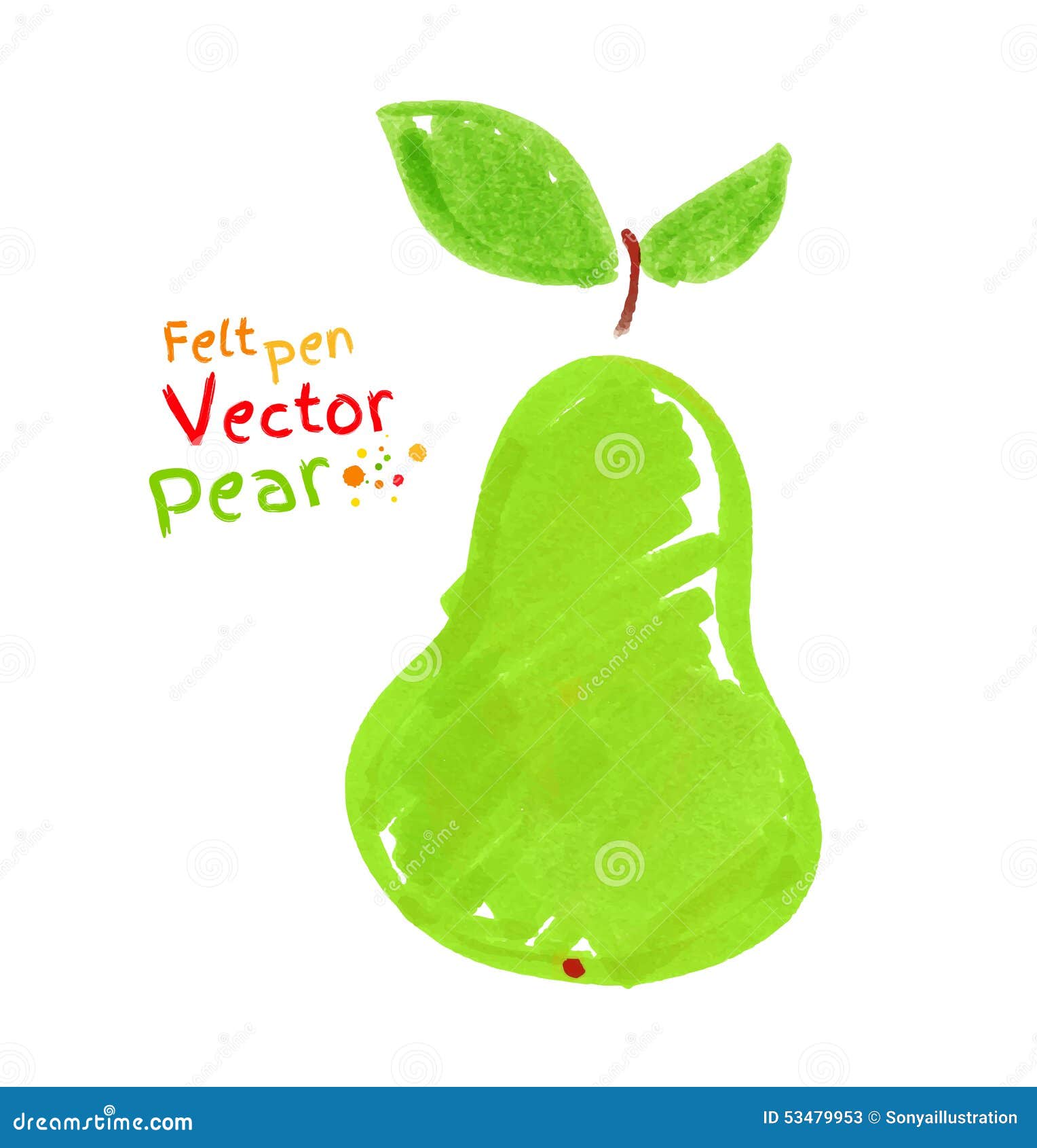 Pear stock vector. Illustration of marker, scribble, bright - 53479953