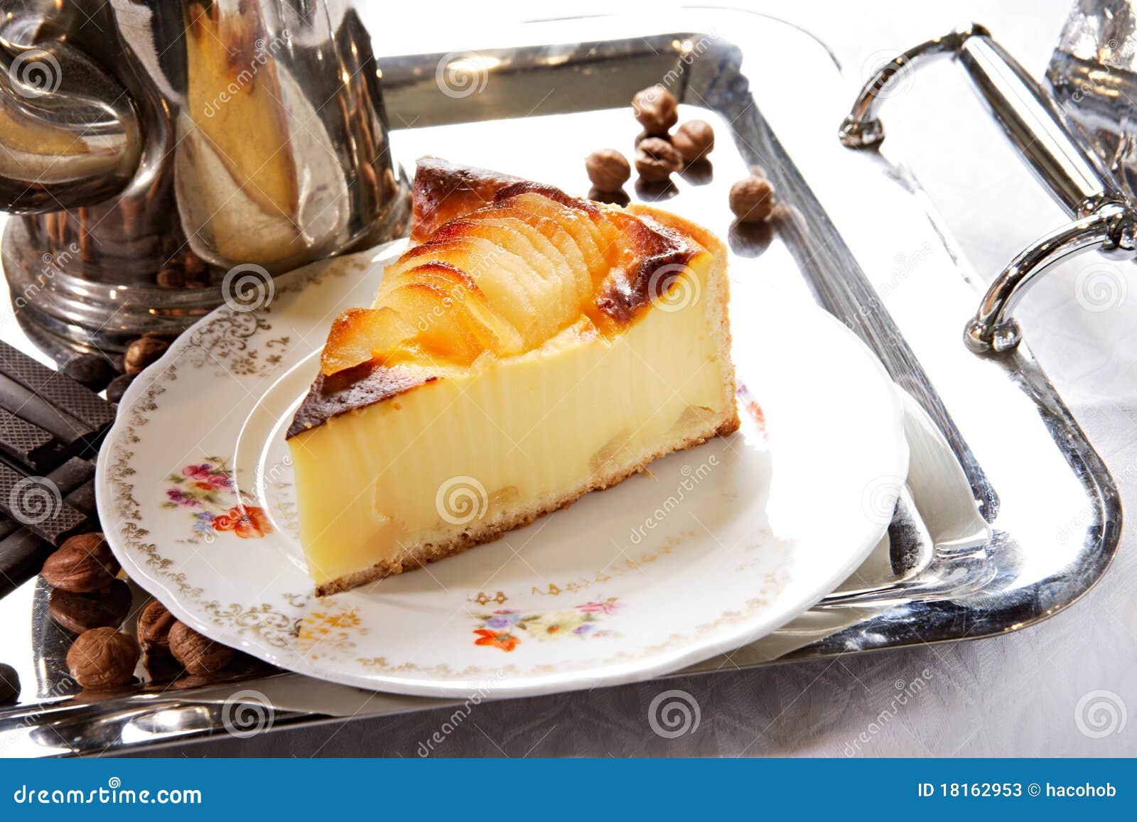 Pear Flan on Porcelian Plate Stock Image - Image of vintage, plate ...