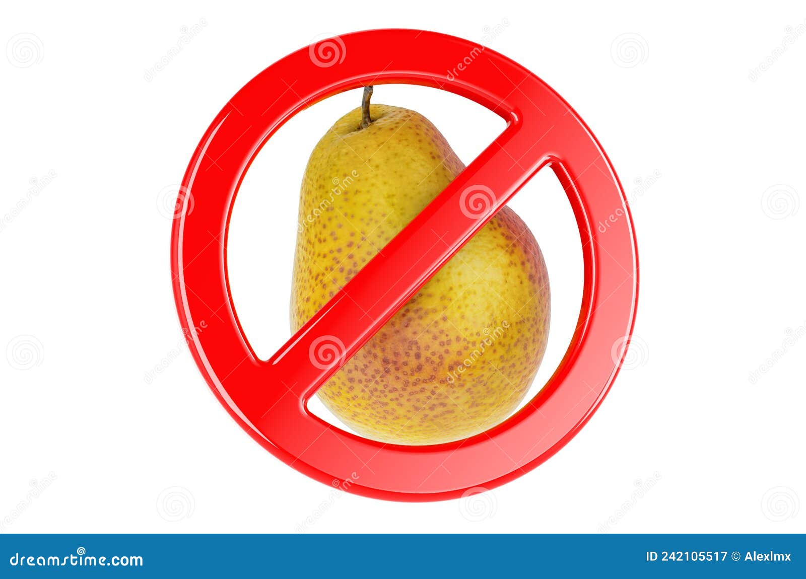 Pear with Forbidden Sign, 3D Rendering Stock Illustration ...