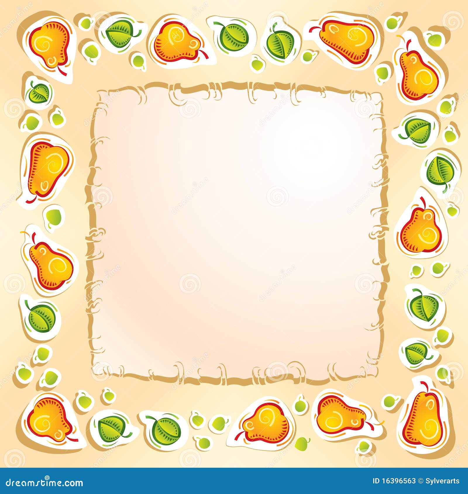 Pear frame stock vector. Illustration of square, drawing - 16396563