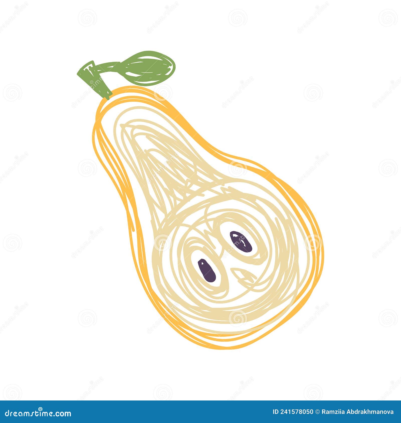 Pear Fruit. Hand Drawn Vector Illustration. Pen or Marker Doodle Sketch ...