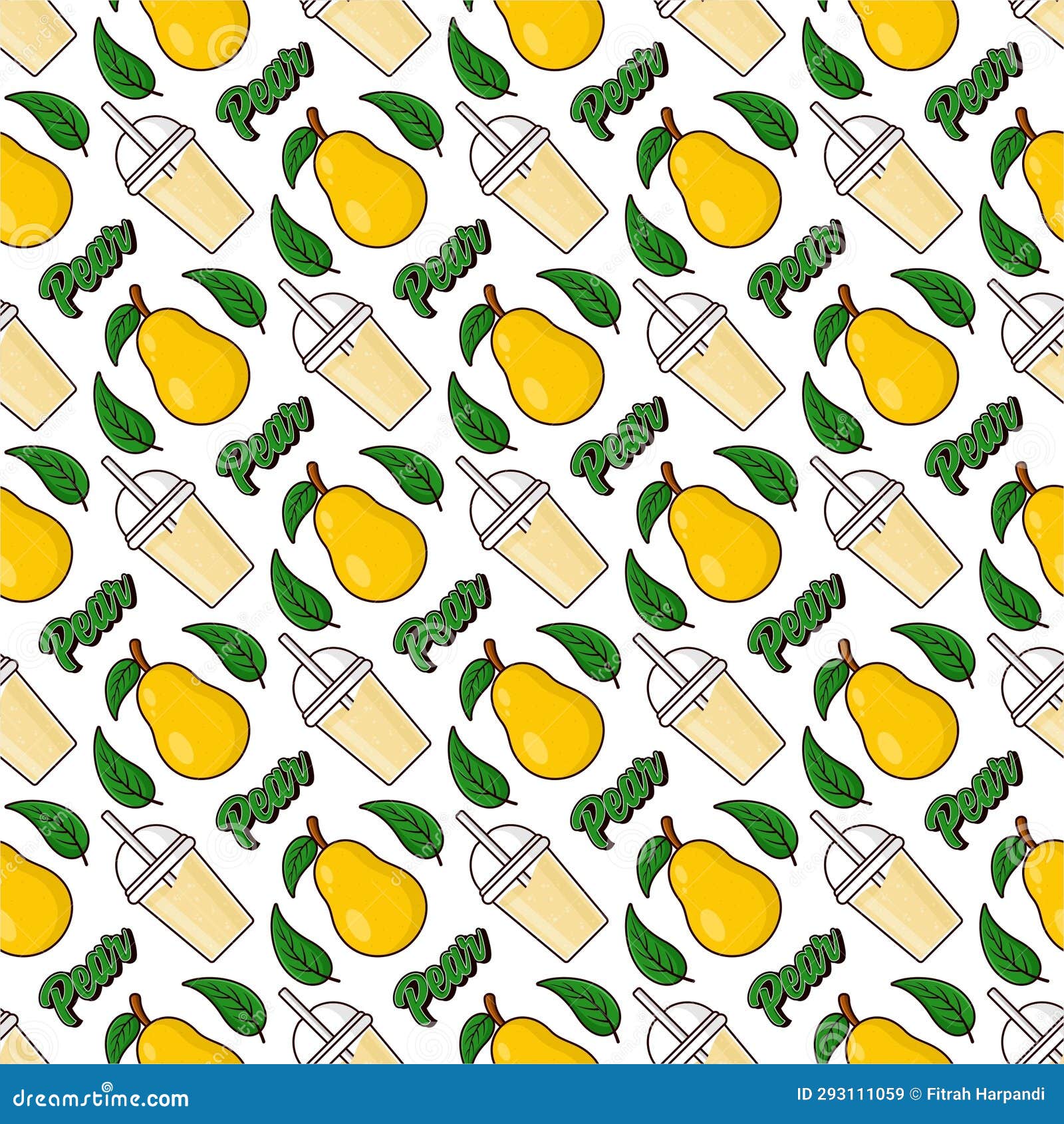 Pear Fruit Juice Seamless Pattern Background Illustration Stock Vector ...