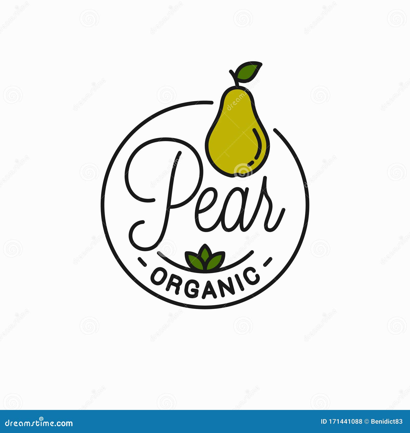 Pear Fruit Logo. Round Linear Logo Of Pear Vector Illustration ...
