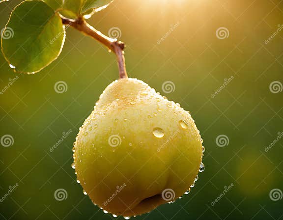 Pear, Fruit, Macro, Portrait. Fresh Pear with Water Drops Stock ...