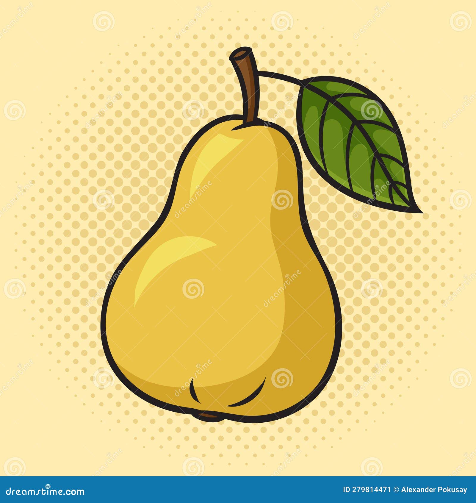 Pear Fruit Pop Art Vector Illustration Stock Vector - Illustration of ...