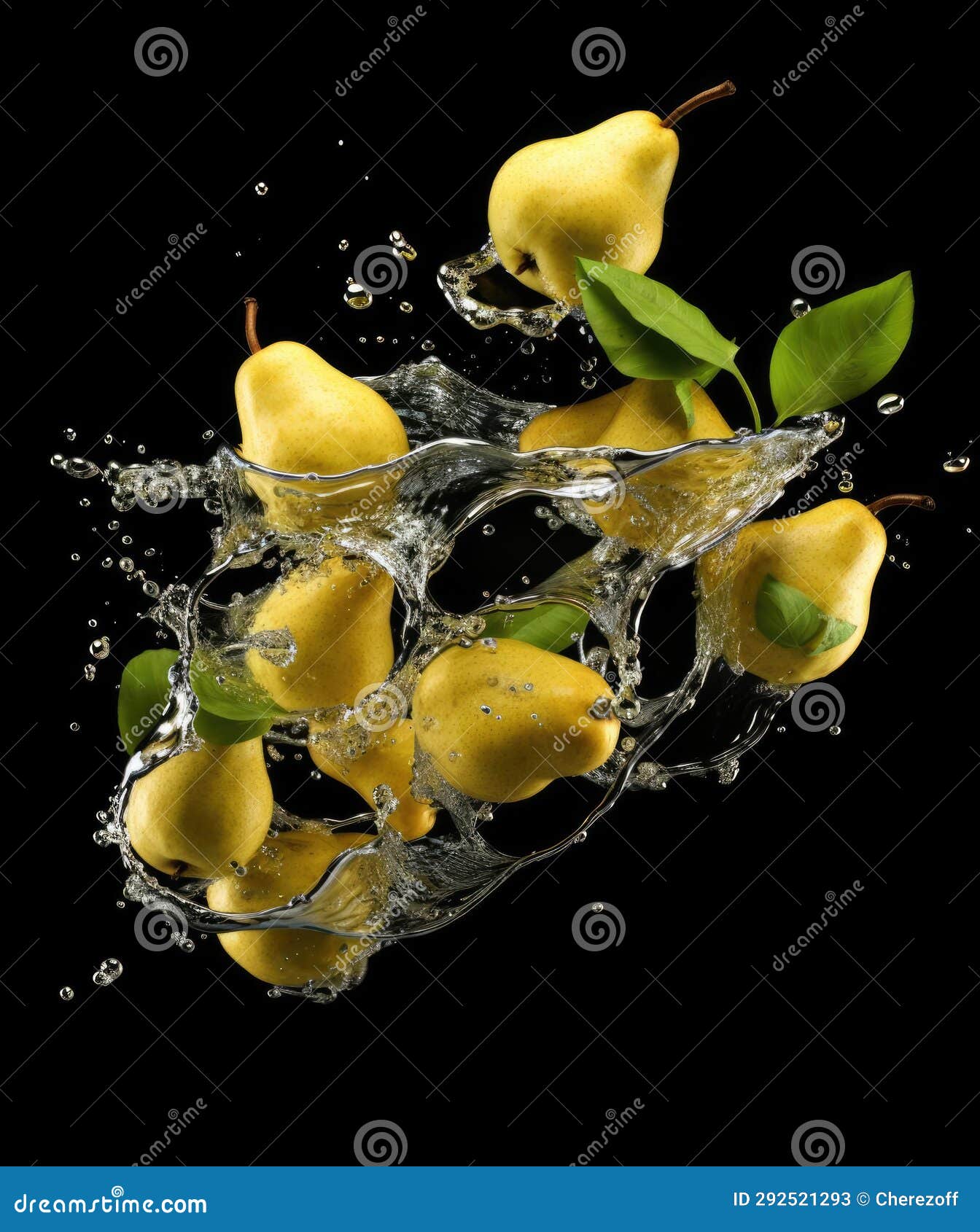 Pear Fruits Falling into the Water, Splashing Stock Image - Image of ...