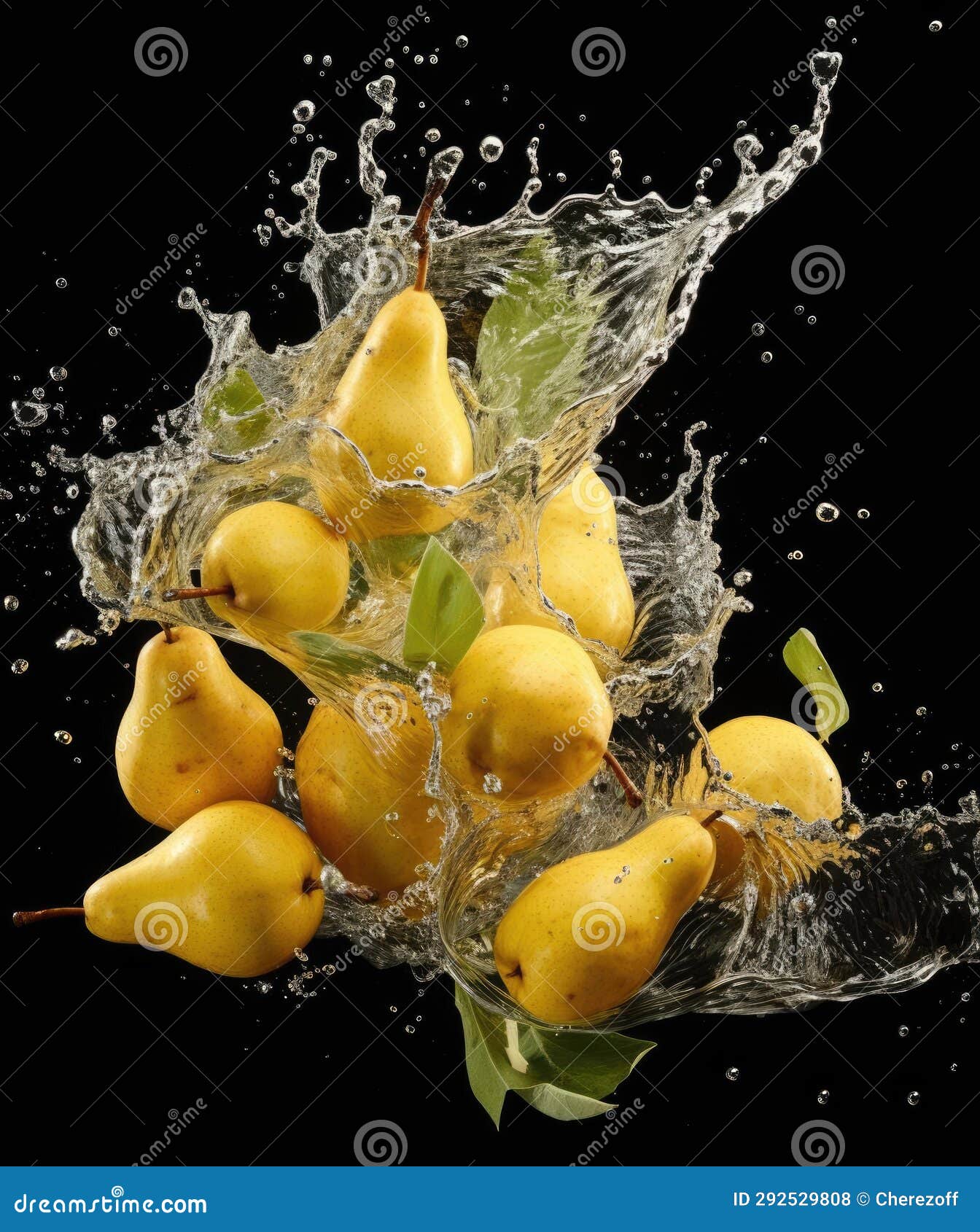 Pear Fruits Falling into the Water, Splashing Stock Photo - Image of ...