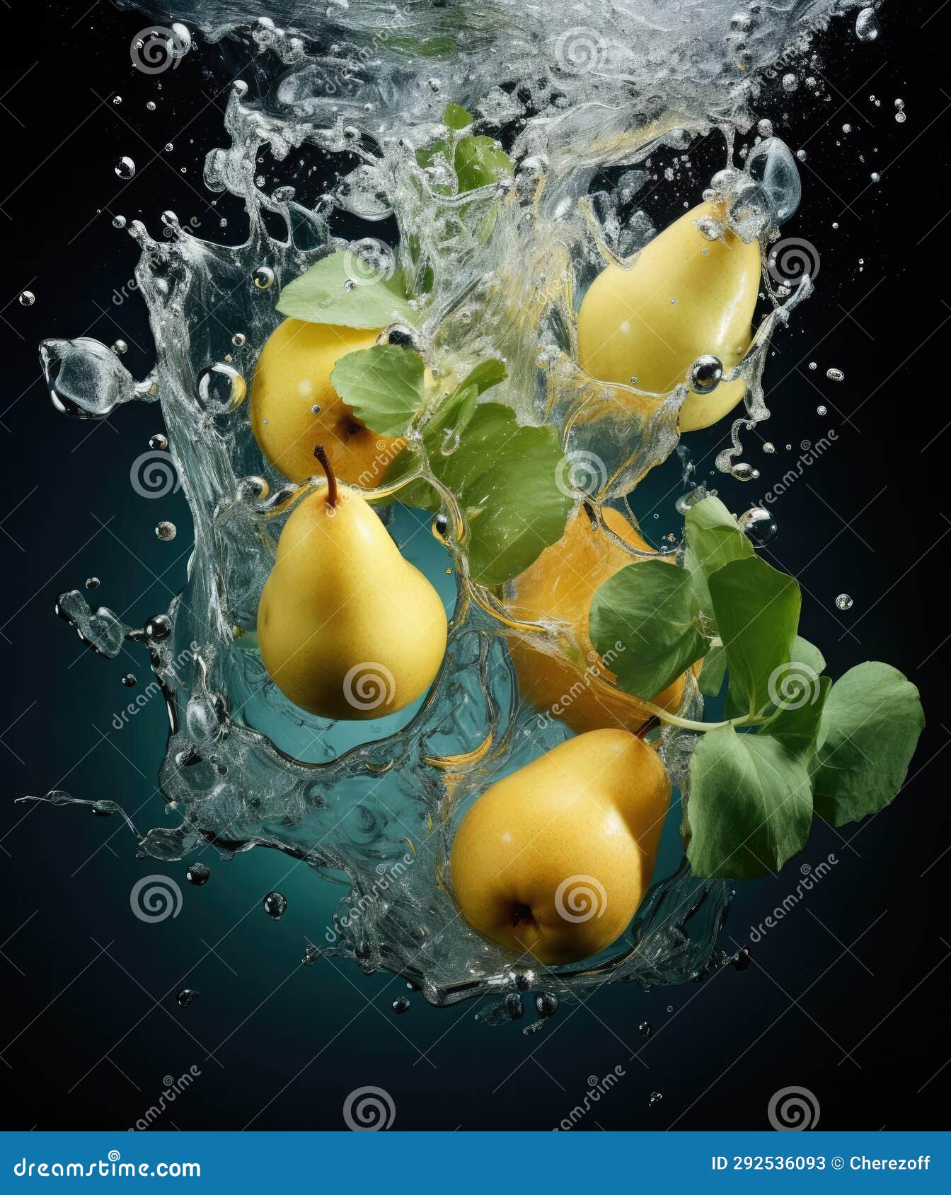Pear Fruits Falling into the Water, Splashing Stock Image - Image of ...