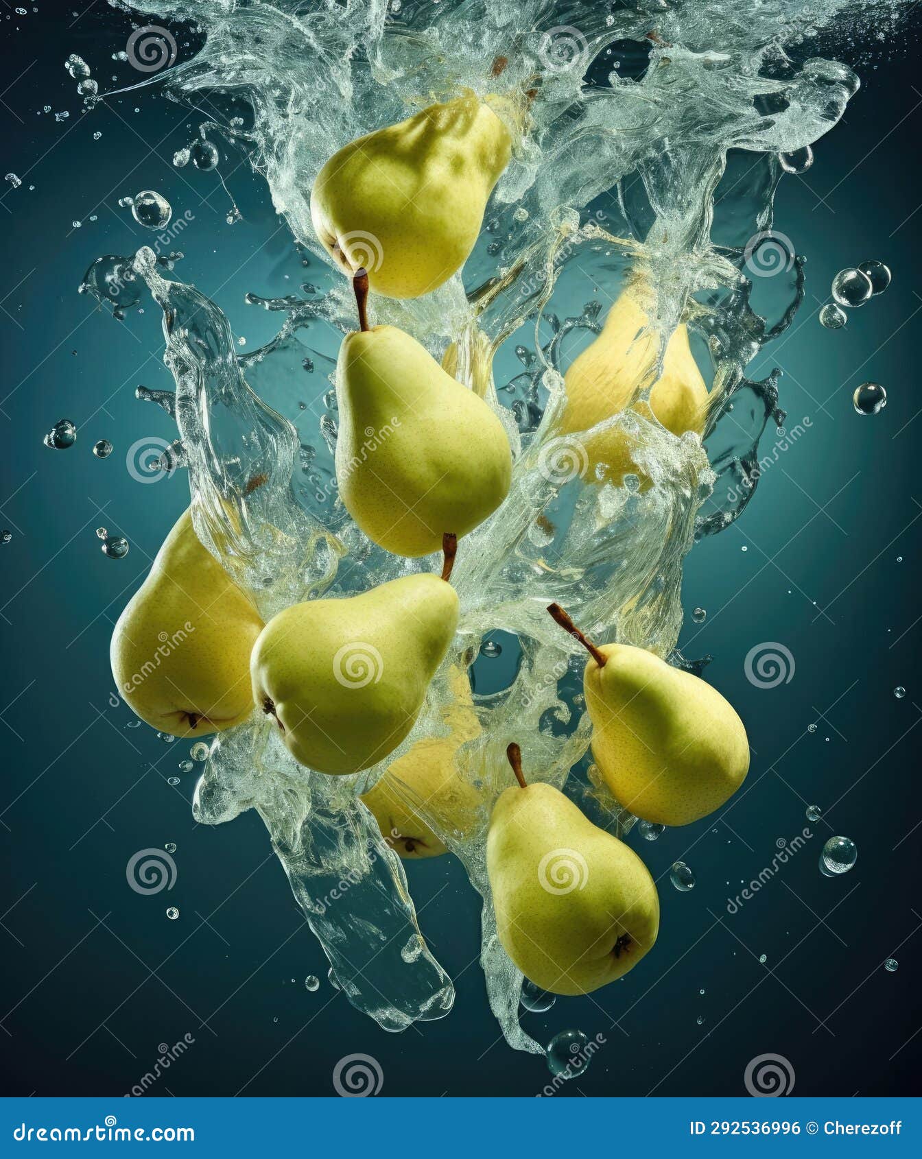 Pear Fruits Falling into the Water, Splashing Stock Photo - Image of ...