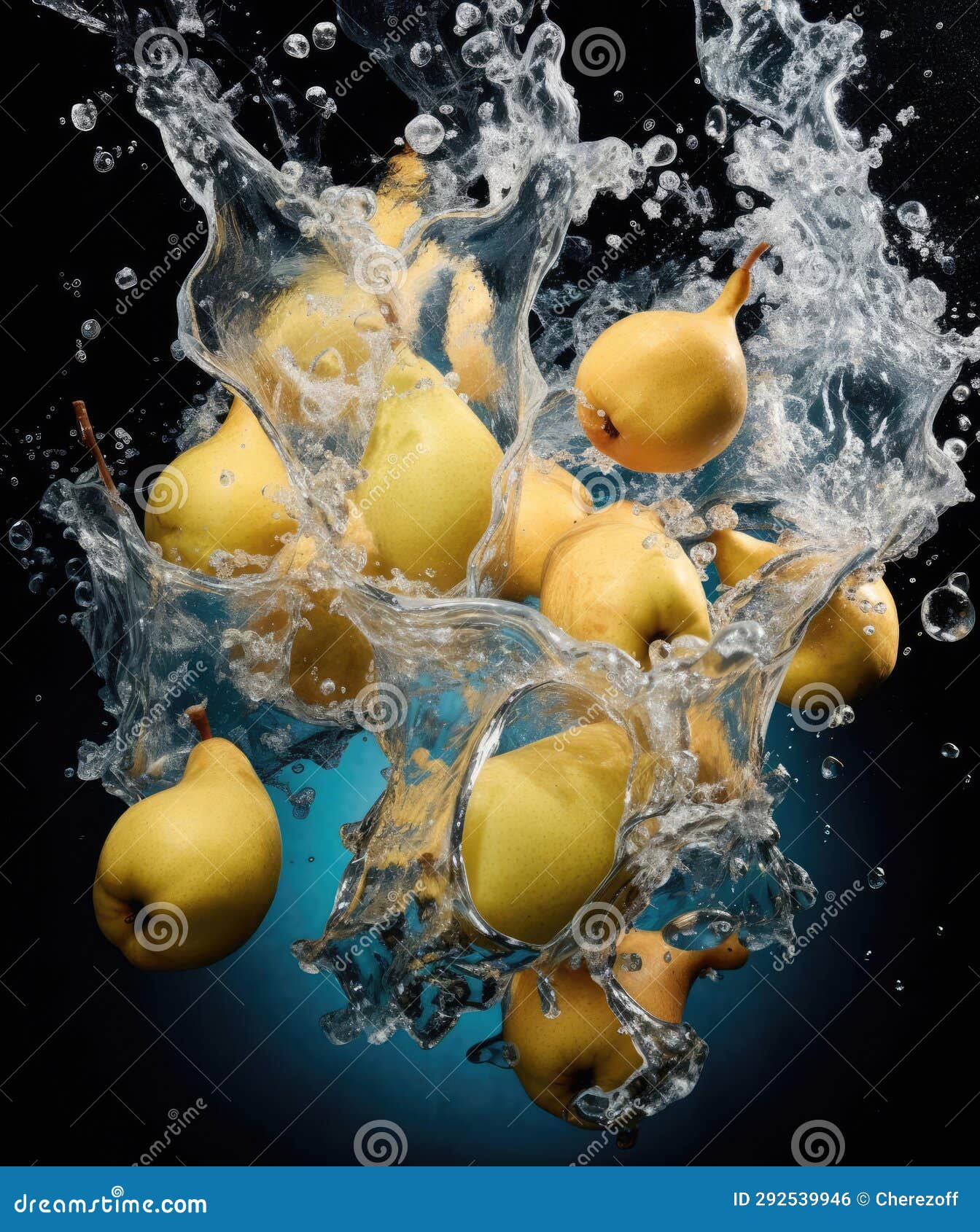 Pear Fruits Falling into the Water, Splashing Stock Photo - Image of ...