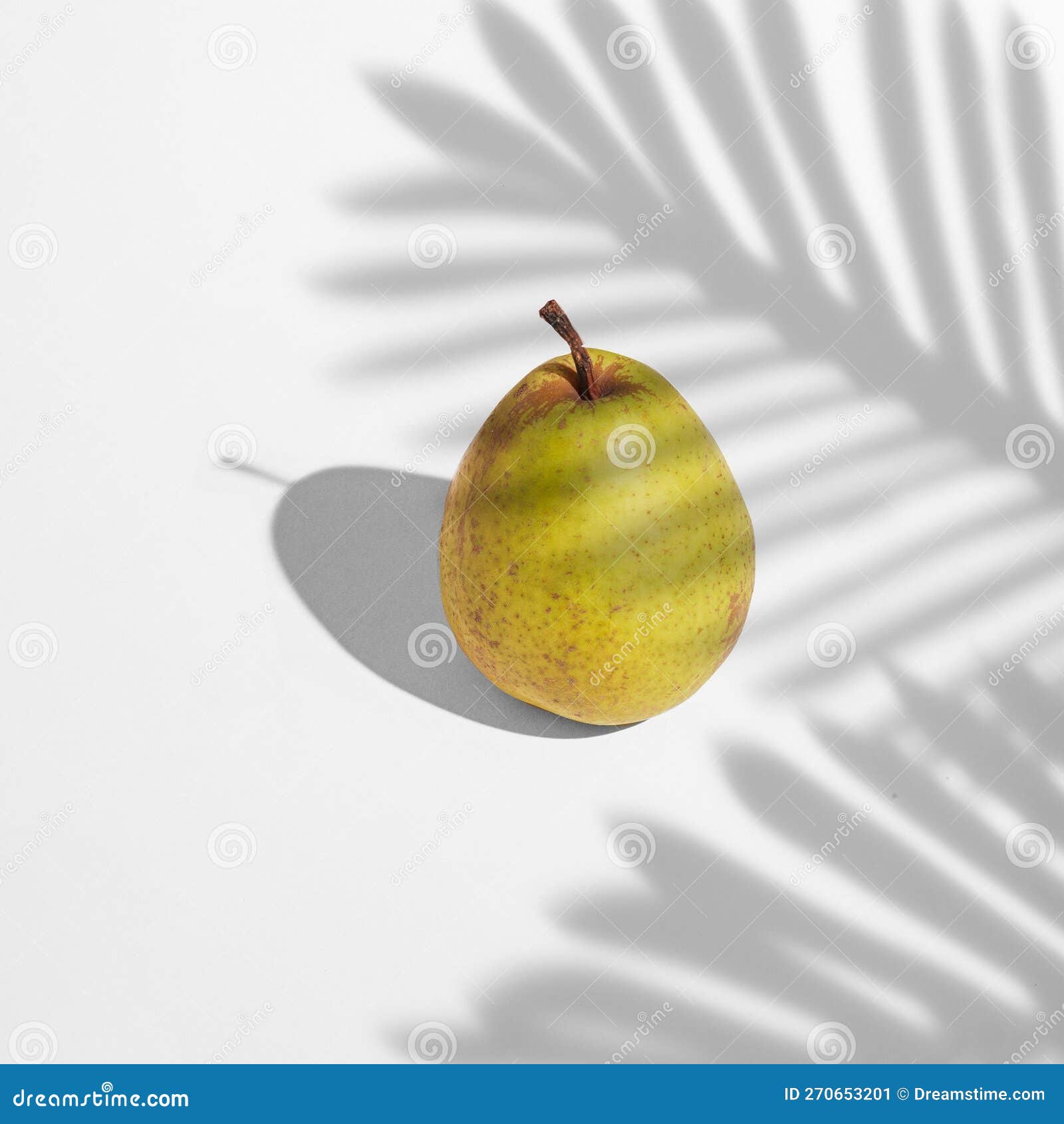 Pear, on Gray Background, Sharp Shadows, the Shadow of Palm Leaves ...