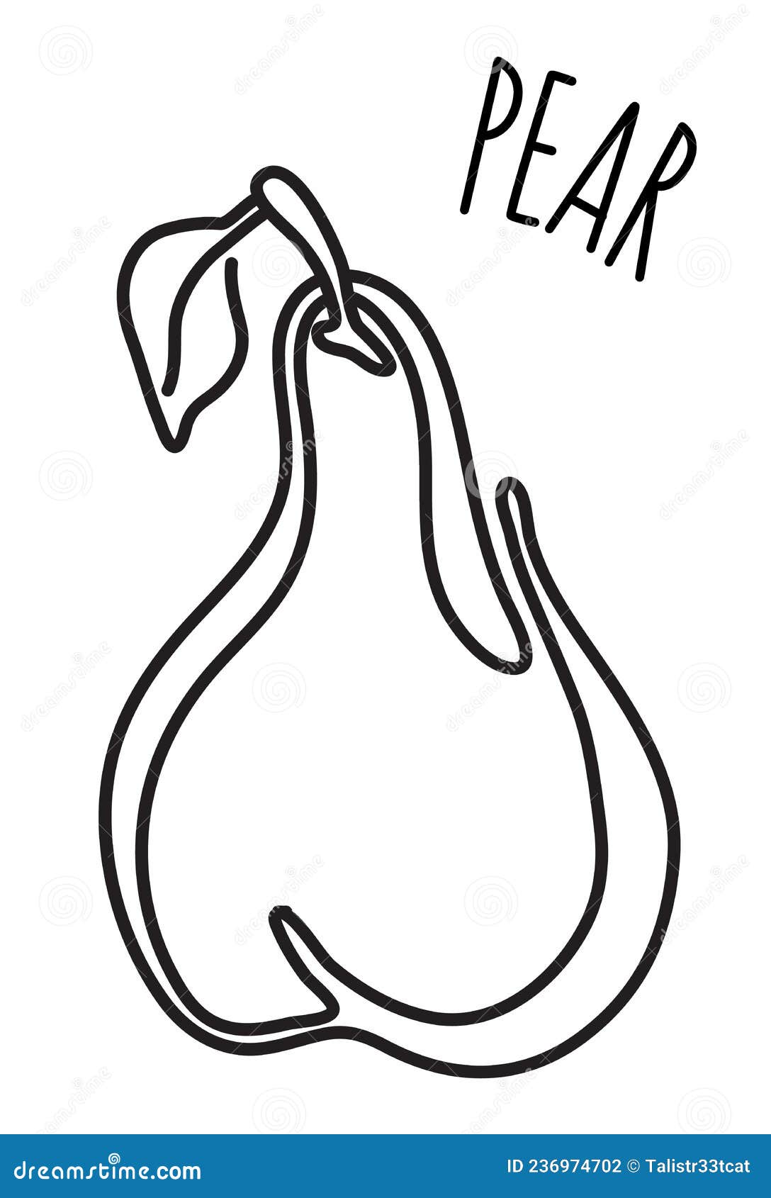 Pear Hand Drawn with Thin Line Isolated on White Background Stock ...
