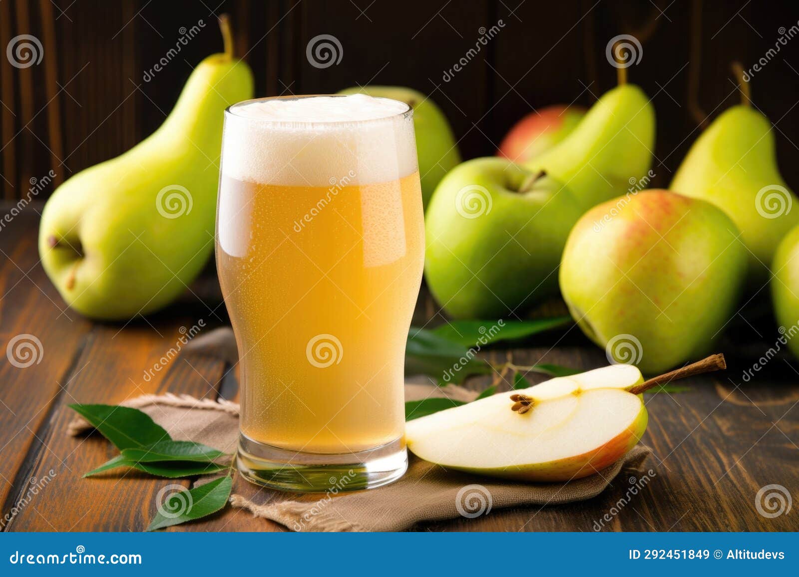 Pear-infused Beer in a Glass with a Pear Slice Stock Image - Image of ...