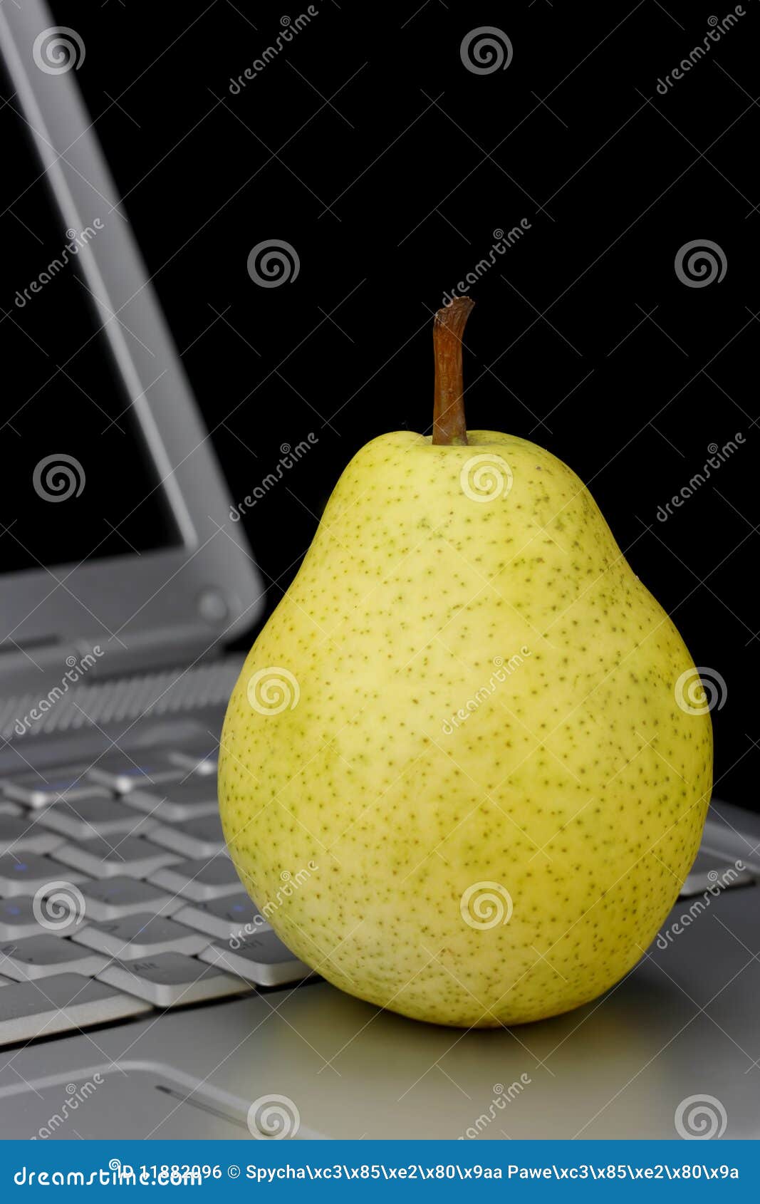 Pear and laptop stock photo. Image of sweet, green, healthy - 11882096
