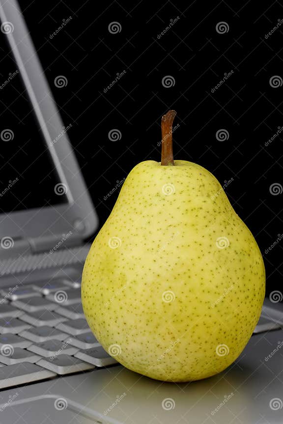 Pear and laptop stock photo. Image of sweet, green, healthy - 11882096