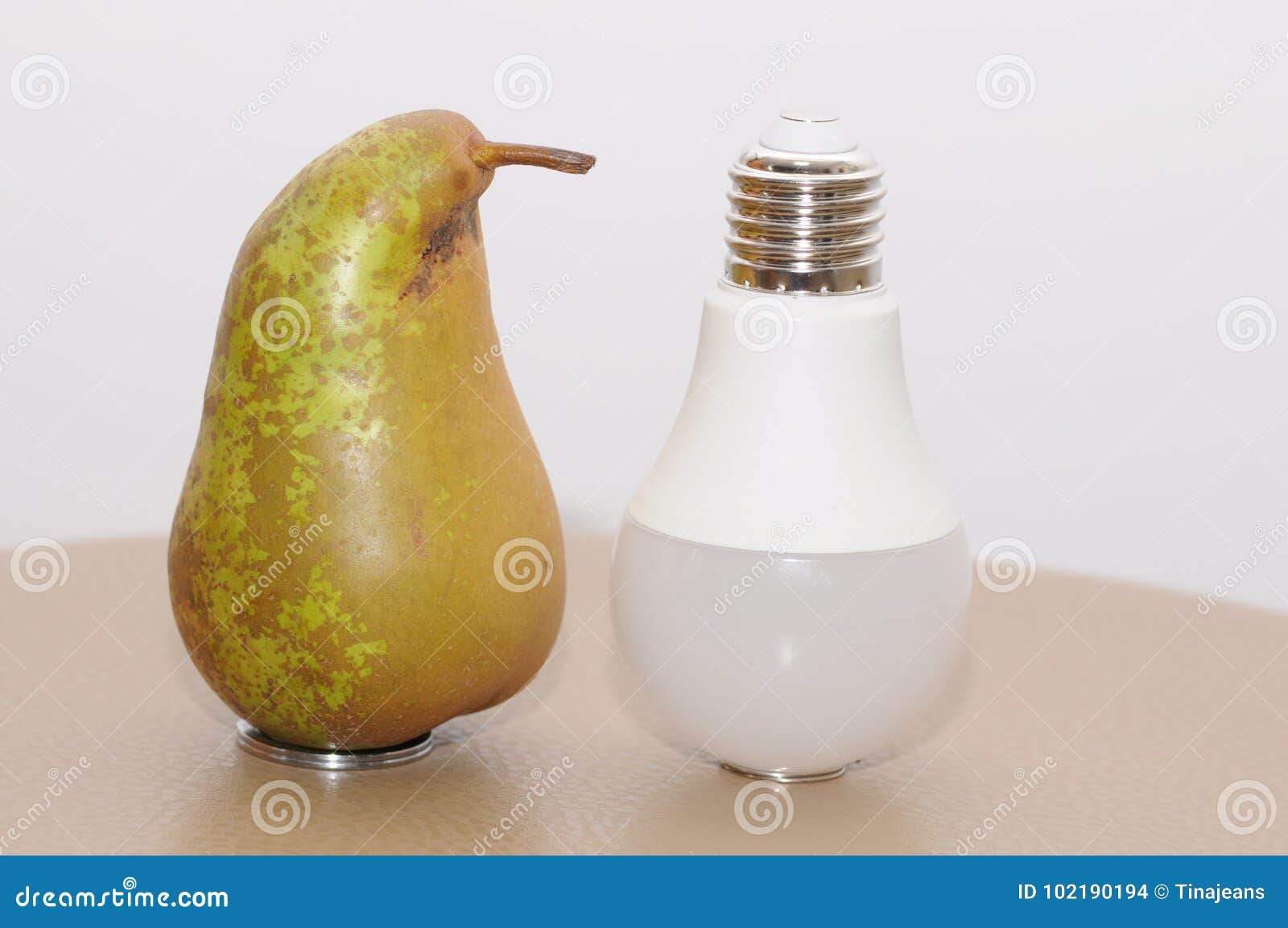 Pear and light bulb. stock photo. Image of green, electricity - 102190194