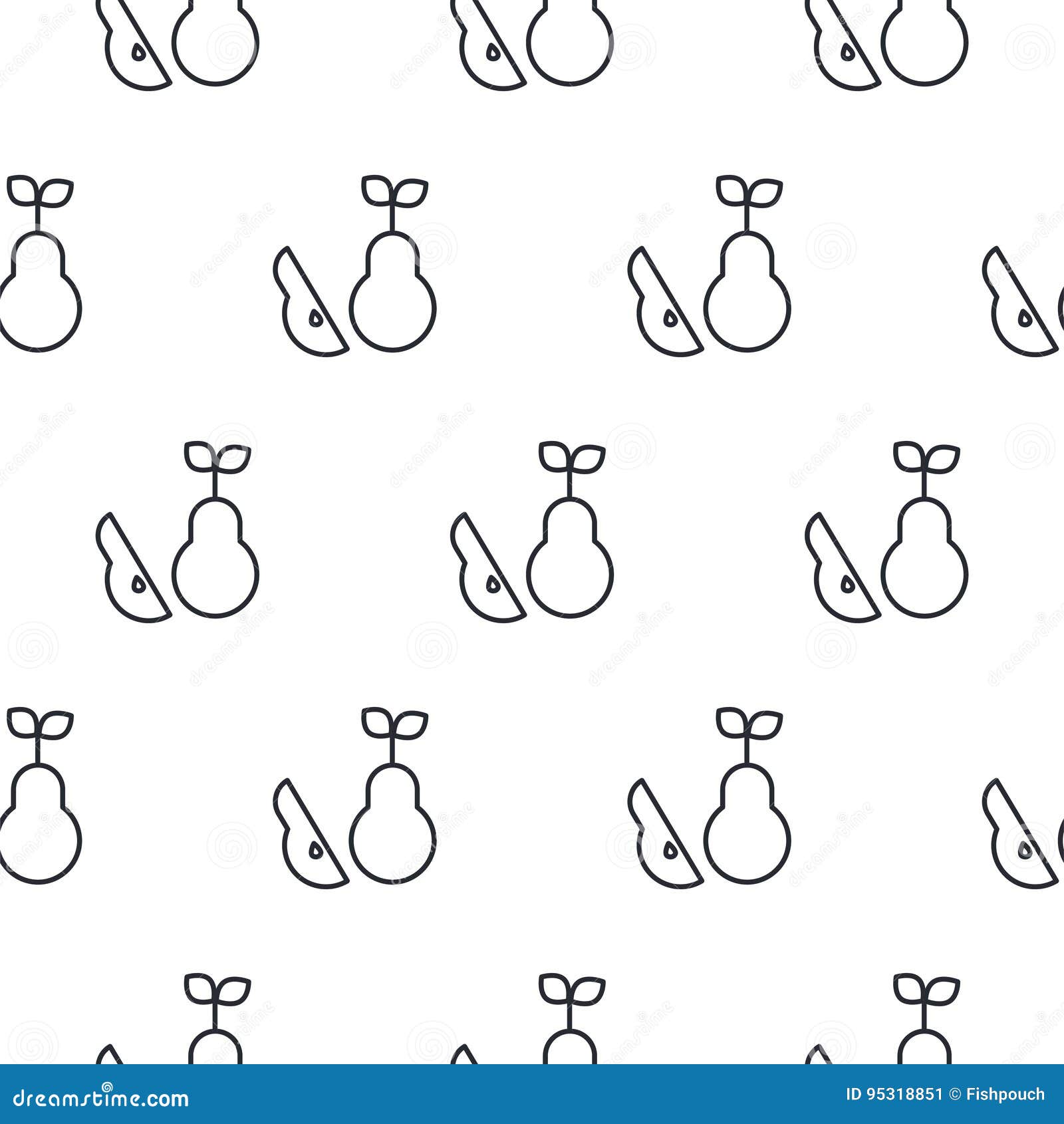 Pear Line Icon Seamless Vector Pattern. Stock Vector - Illustration of ...