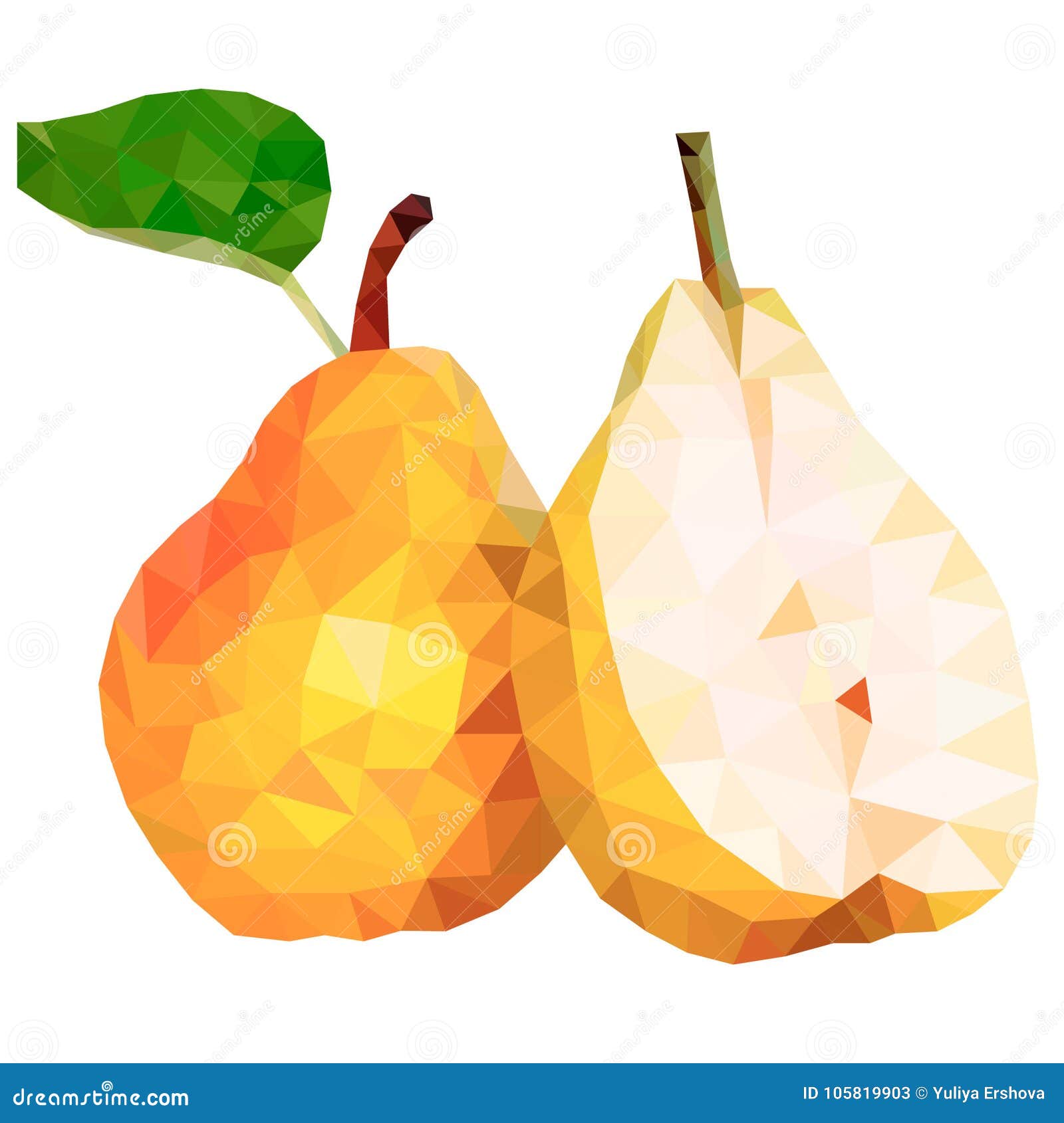 Pear Low Poly, , Triangularity Stock Illustration - Illustration of ...