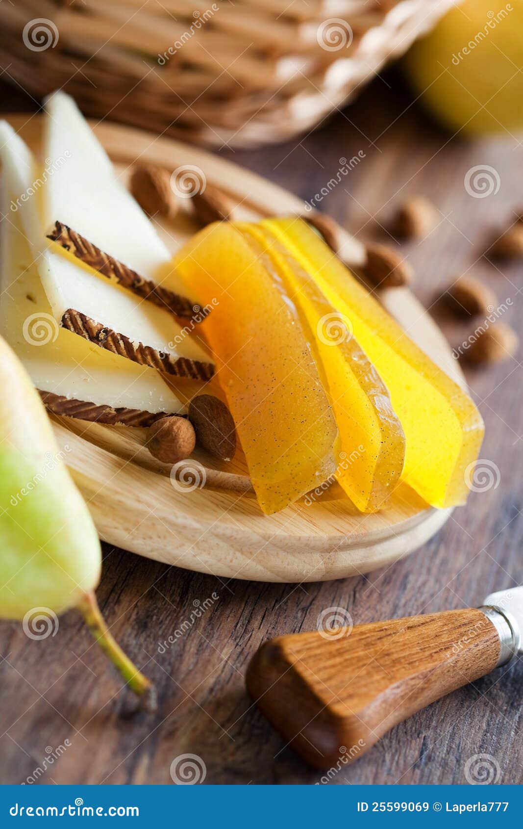 Pear marmalade and cheese stock image. Image of almond - 25599069