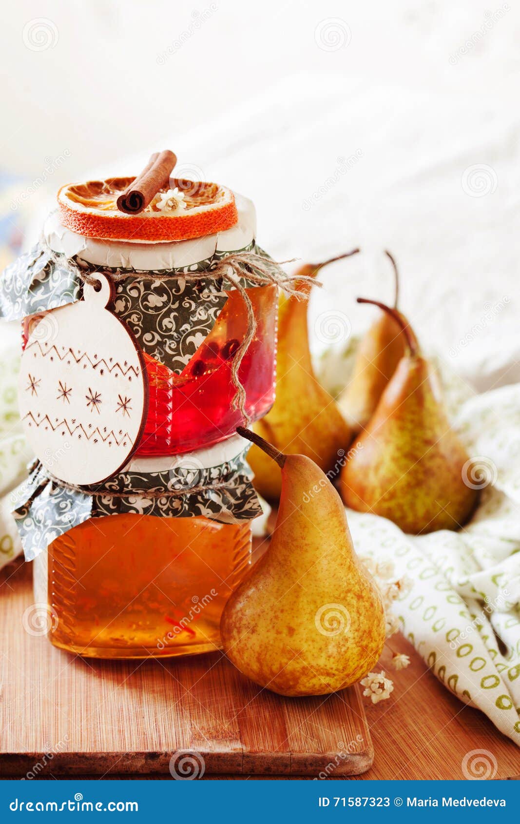 Pear and orange jam stock image. Image of assortment - 71587323