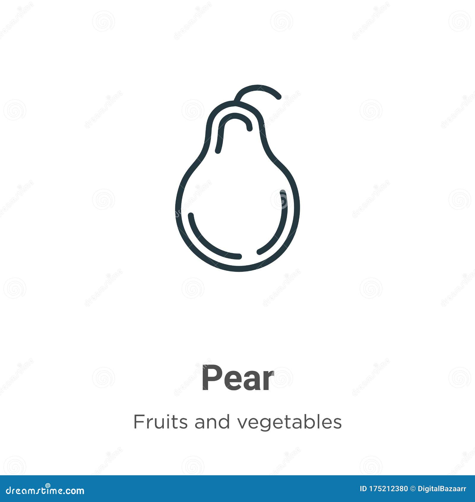 Pear Outline Vector Icon. Thin Line Black Pear Icon, Flat Vector Simple ...