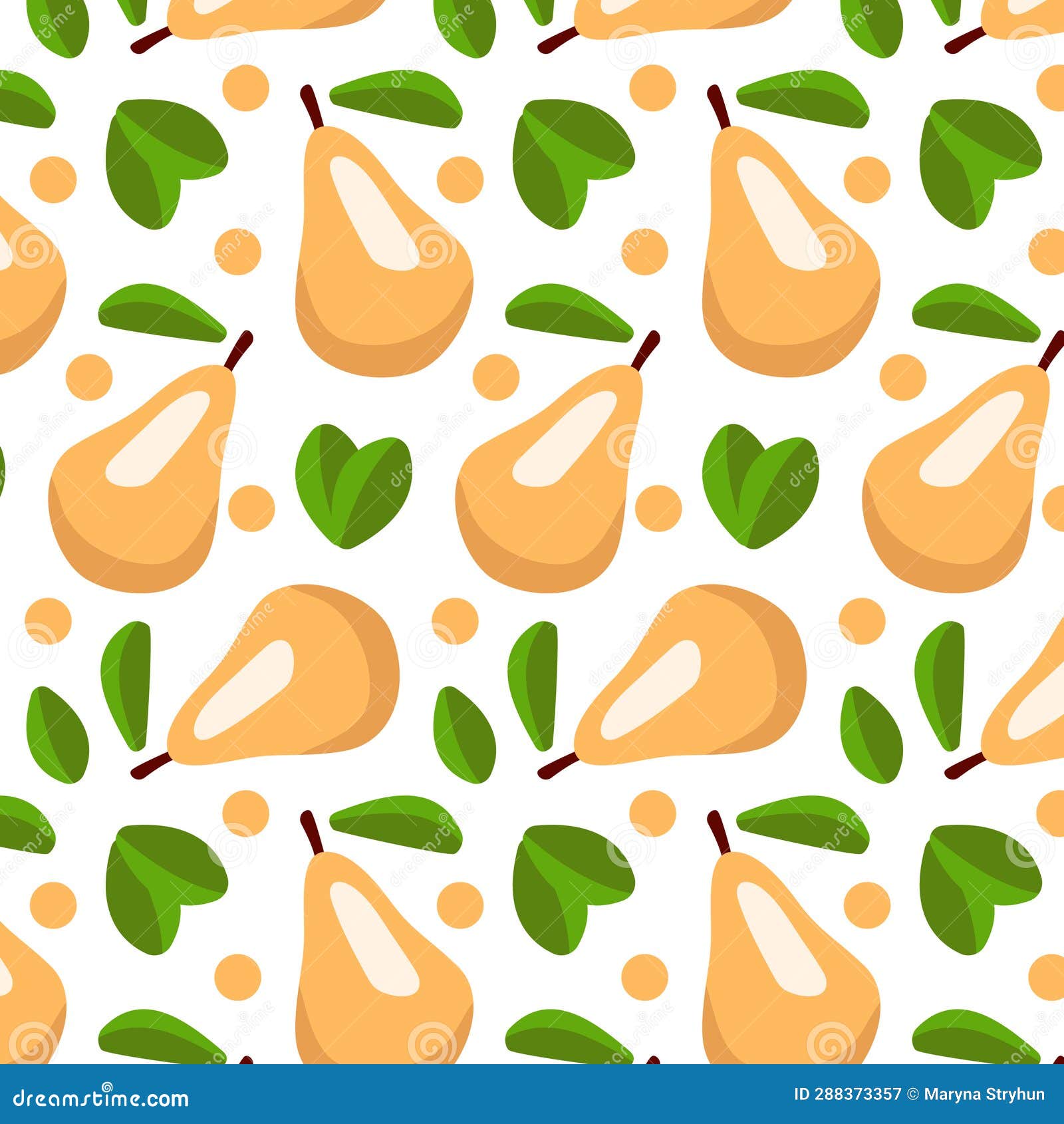 Pear Pattern on a Transparent Background in the Style of Flat Vector ...