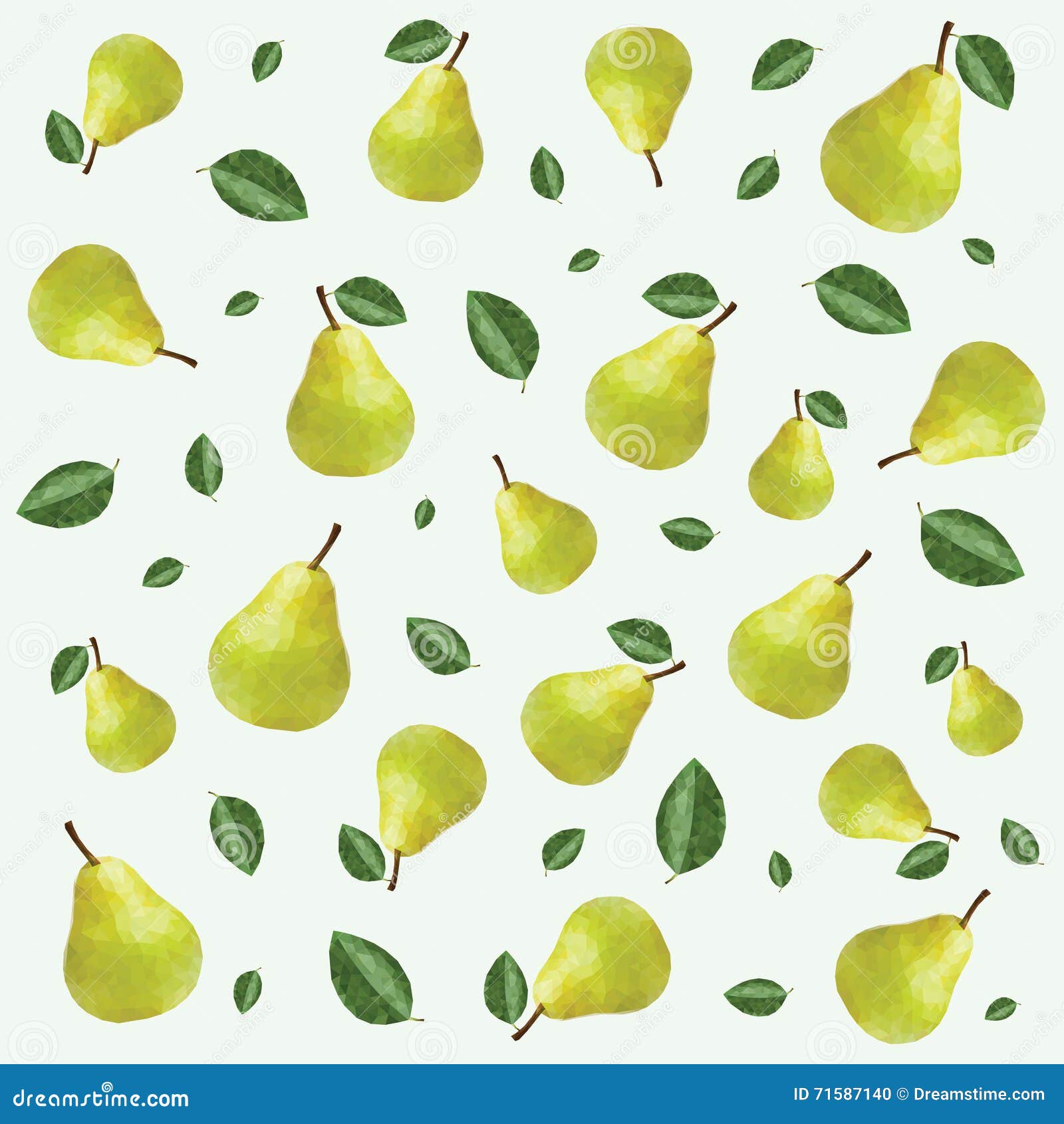 Pear Pattern. Seamless Print Yellow Fruit On Green Background. Duchess ...