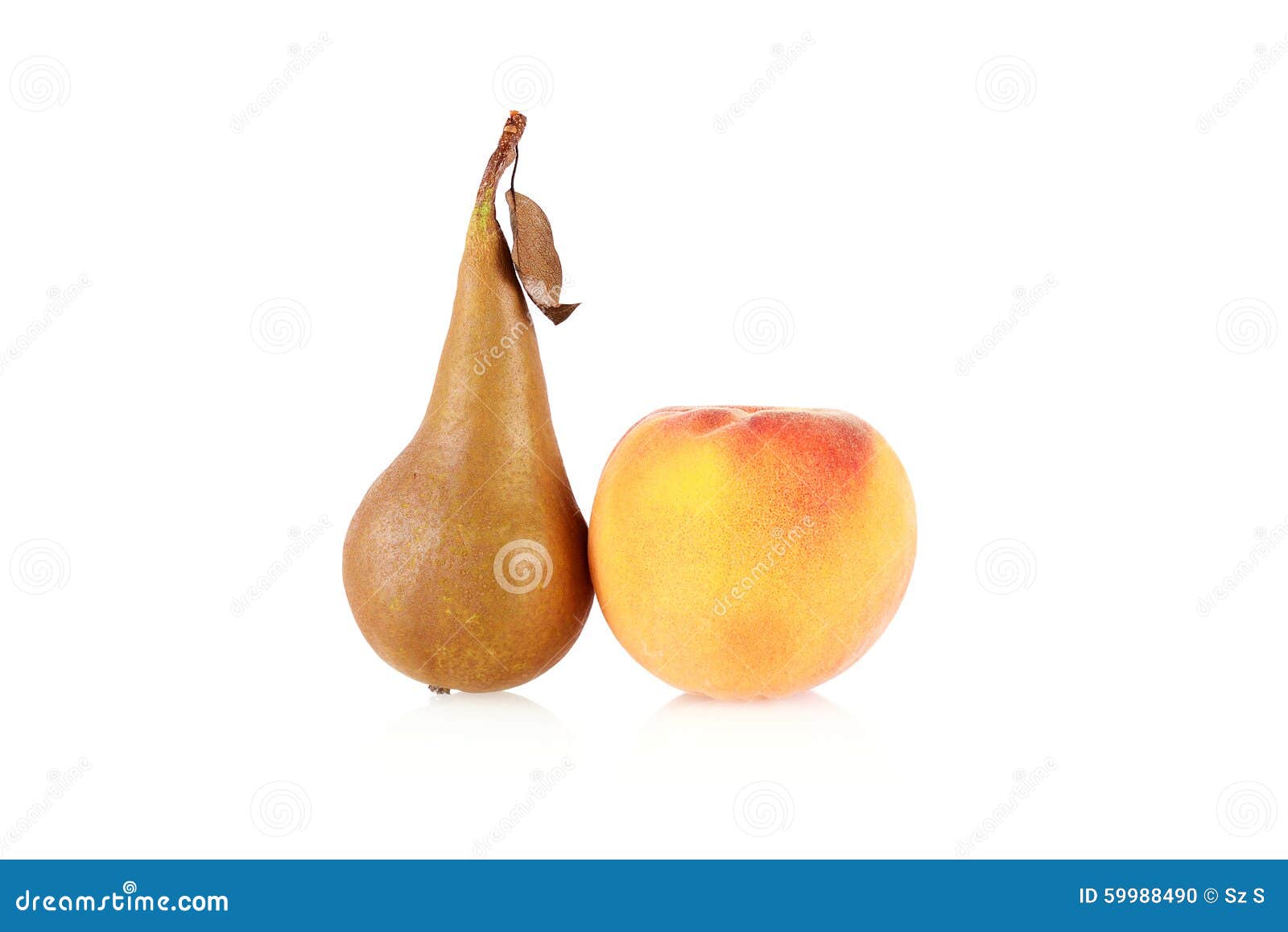Pear and Peach Isolated on White Stock Photo - Image of williams, vivid ...
